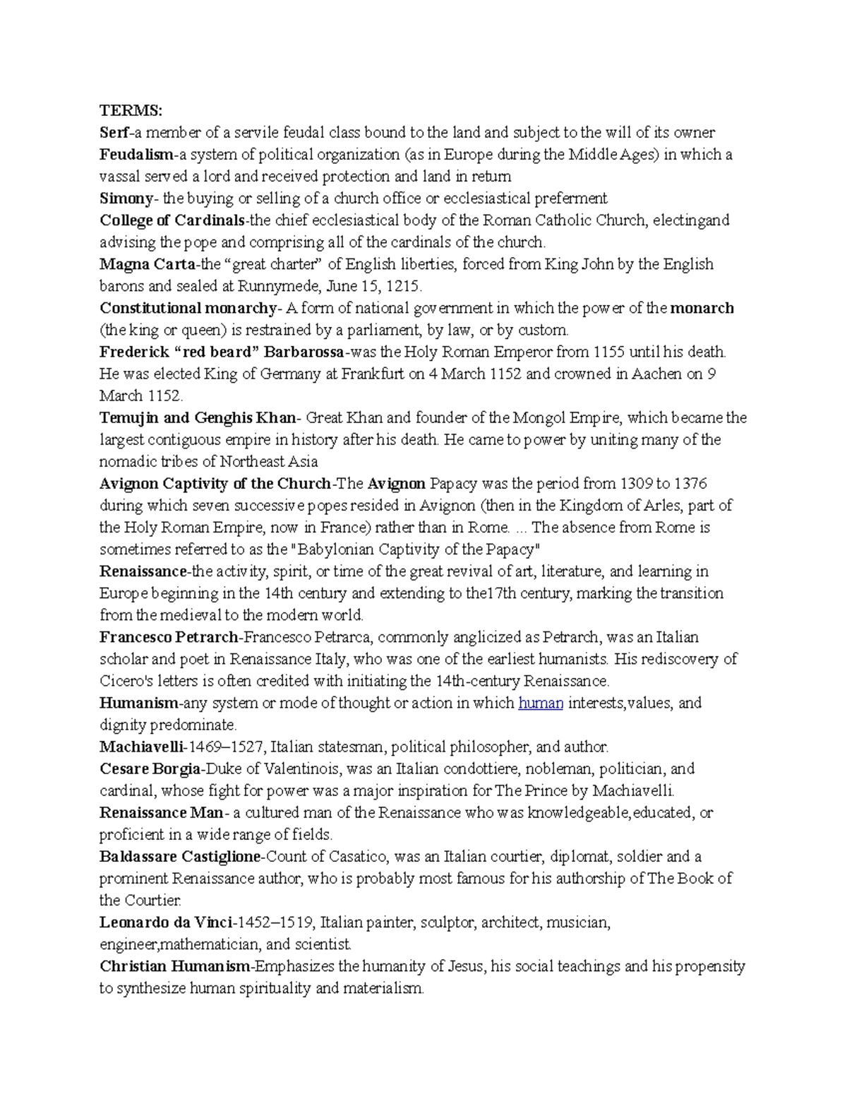 History Cheat Sheet - HIS-101 - Bergen - Studocu