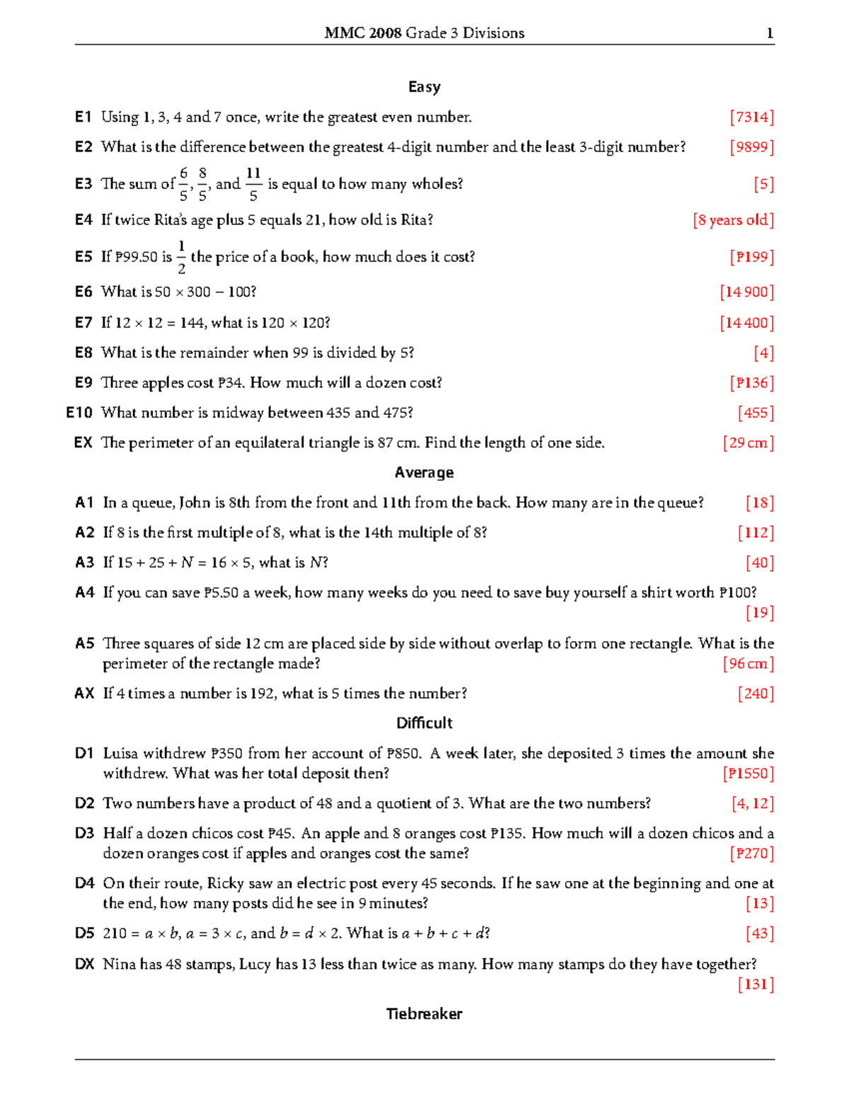 Mathematics long examination - Studocu