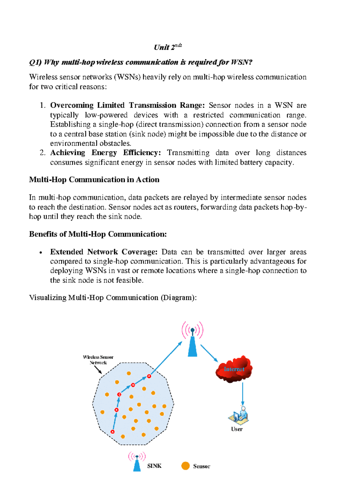 2nd Unit answer Book WSN MSE - Unit 2 ndt Q1) Why multi-hop wireless ...