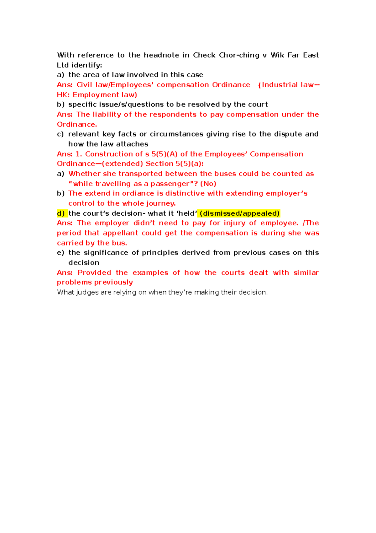 Assignment 1 - notes - With reference to the headnote in Check Chor ...