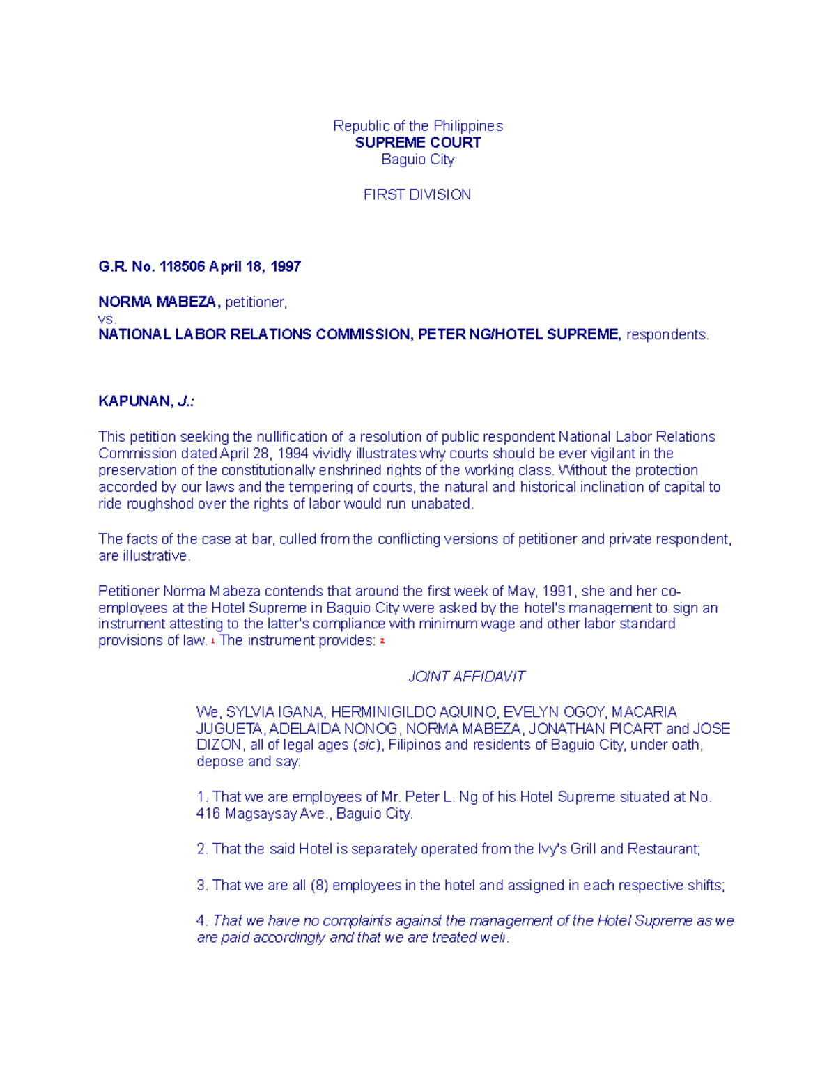 6 Mabeza vs NLRC - Full Text - Republic of the Philippines SUPREME ...