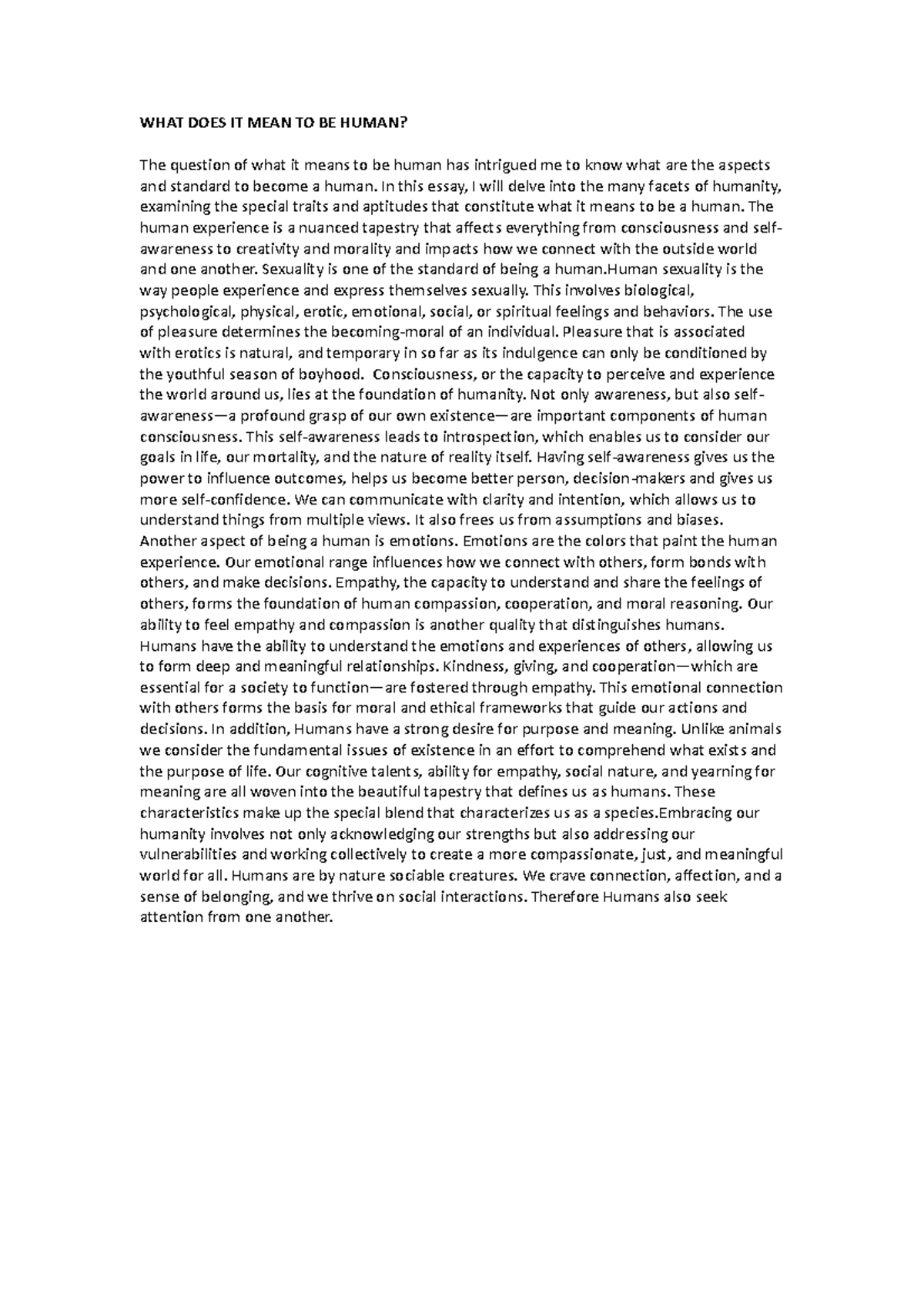 WHAT DOES IT MEAN TO BE Human - WHAT DOES IT MEAN TO BE HUMAN? The ...