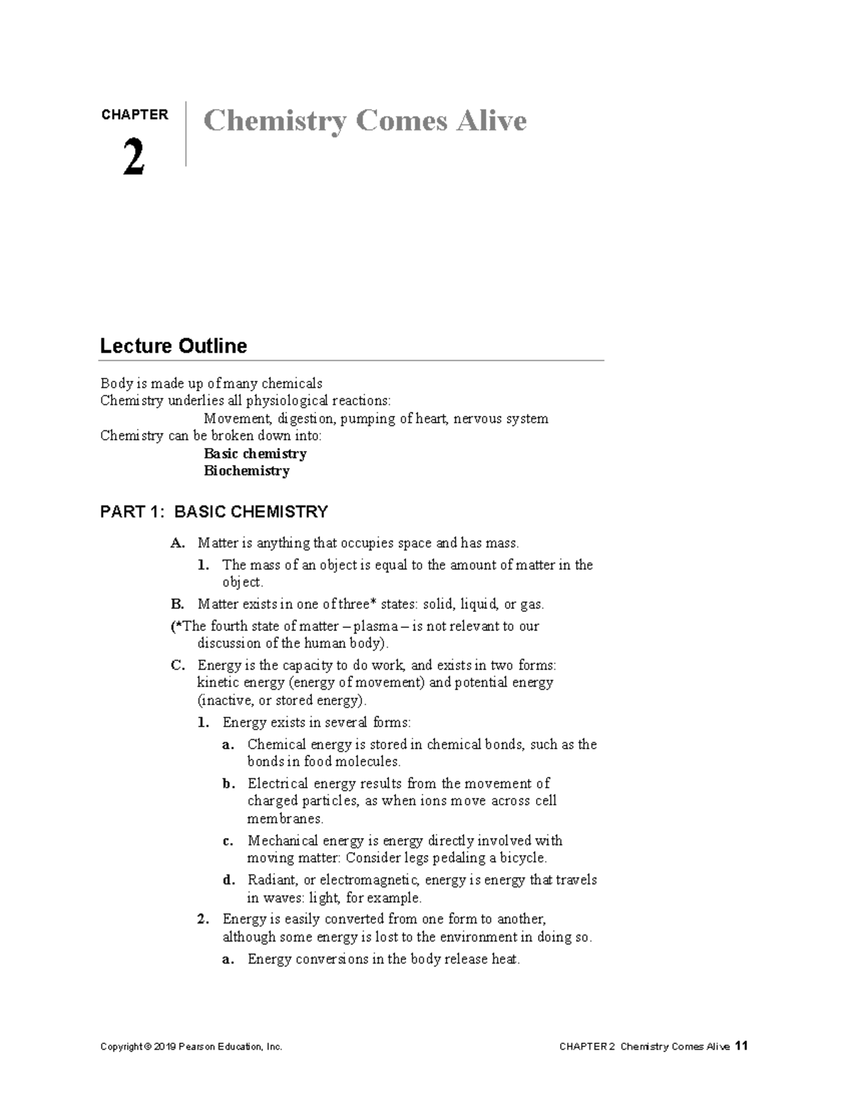 Lecture outline 2 - Copyright © 2019 Pearson Education, Inc. CHAPTER 2 ...