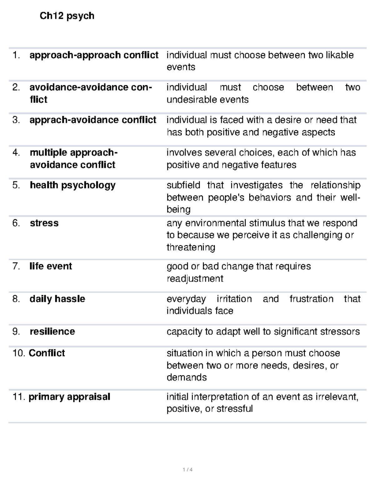 Ch12 psych - Health, stress and coping - approach-approach conflict ...