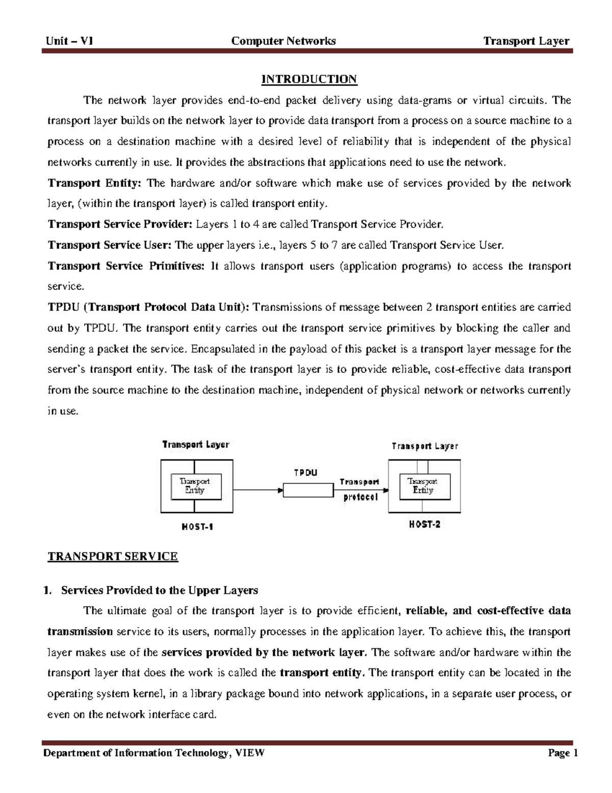 Unit 5 Part 1 - about computer networks unit 5 r20 notes - INTRODUCTION ...