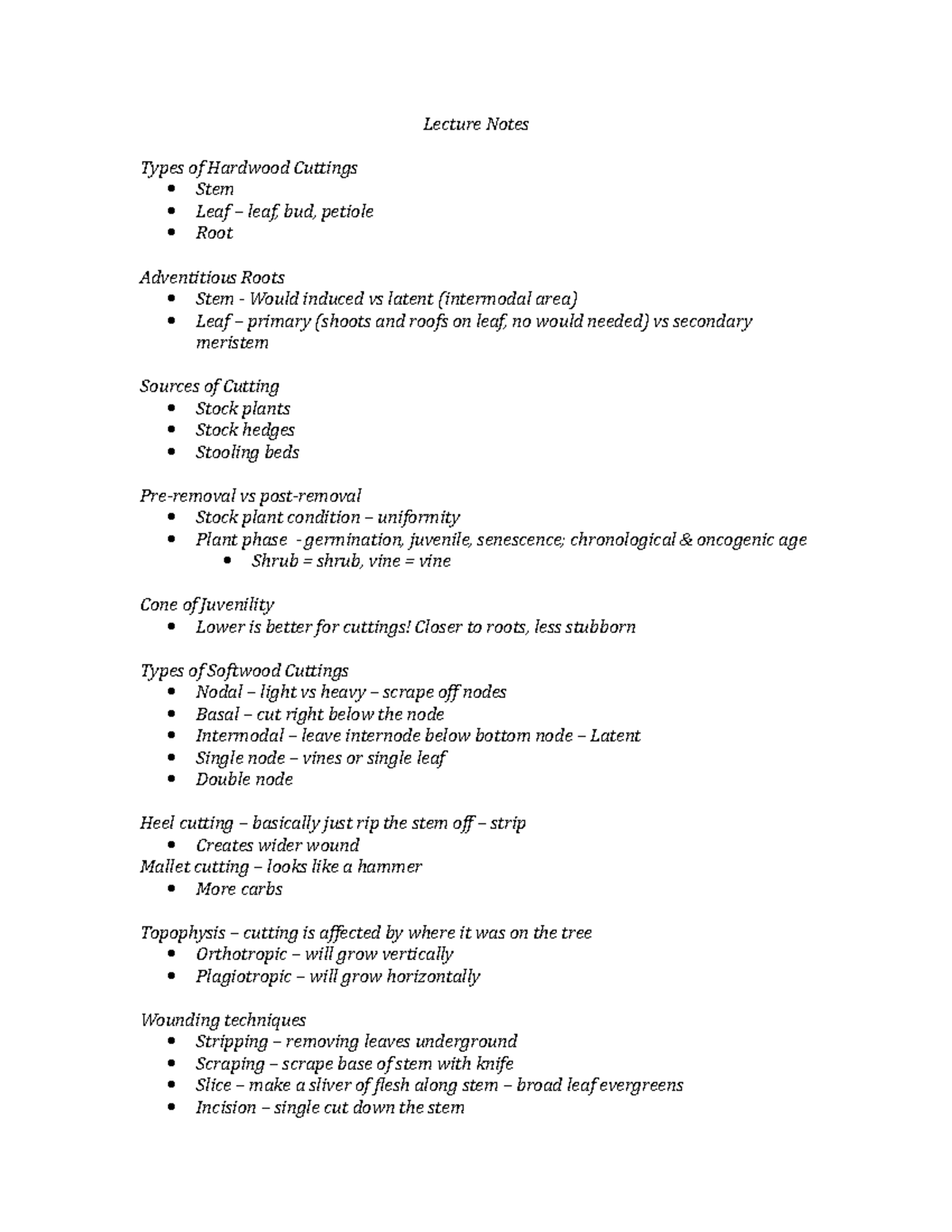Nursery Notes - Lecture Notes Types of Hardwood Cuttings Stem Leaf ...