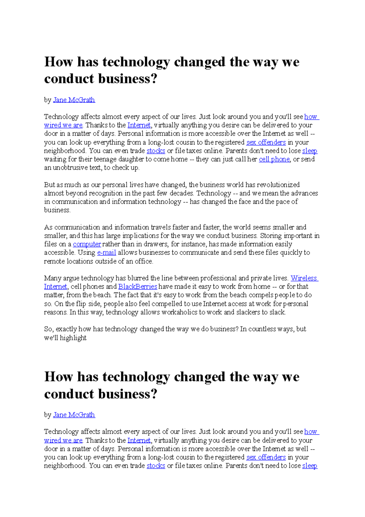 How has technology changed the way we conduct business - Just look ...