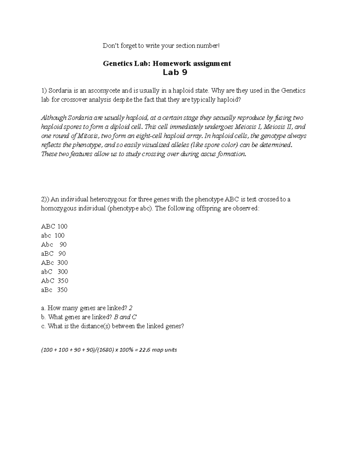 Lab 9 homework KEY 2020 - Don’t forget to write your section number ...