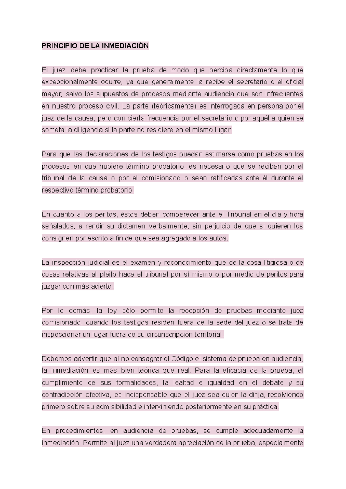 Principio DE Inmediación - PRINCIPIO DE LA INMEDIACIÓN El juez debe ...