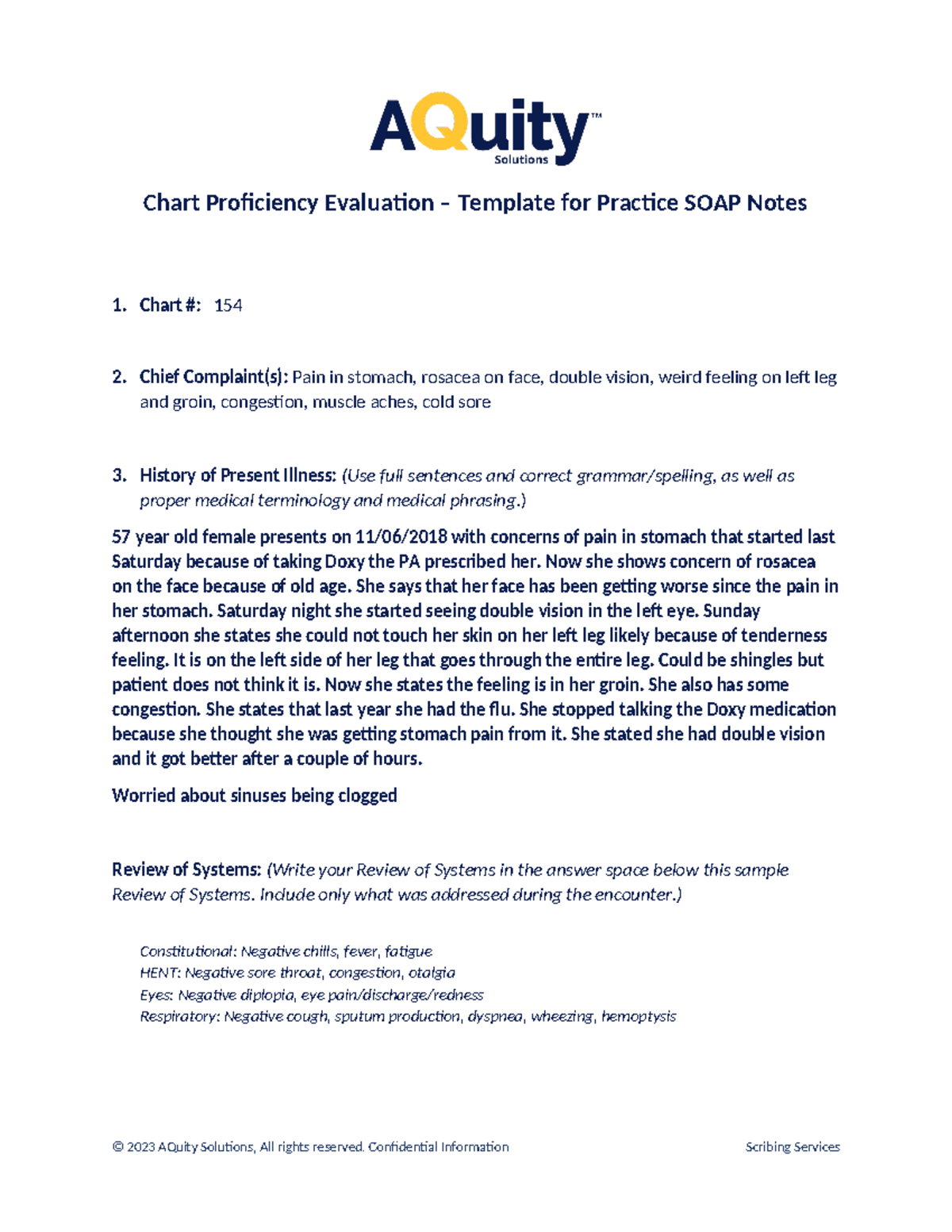 SOAP Note Template R3 - fda - Chart Proficiency Evaluation – Template ...