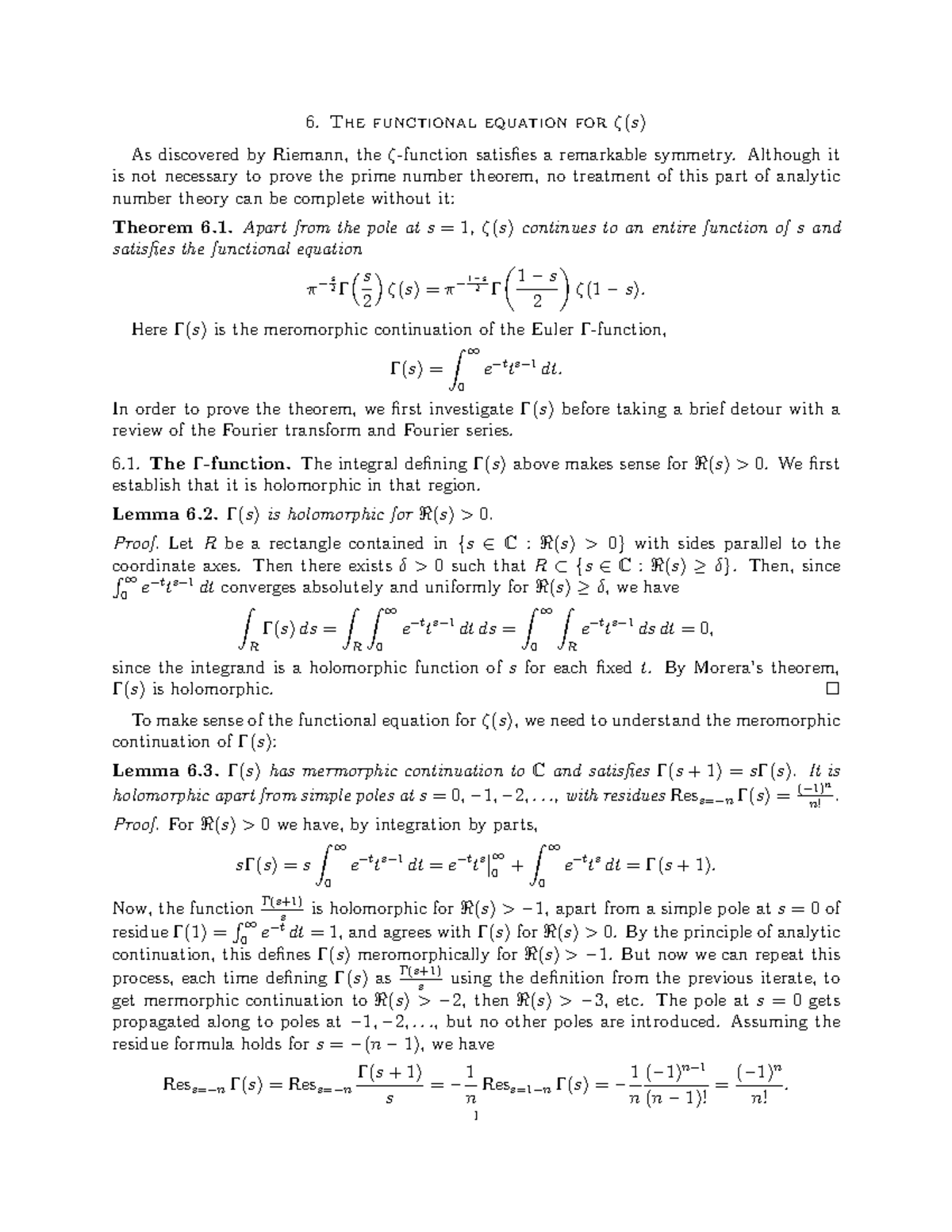 MATHM0007 2016-2017 Lecture 6 - The functional equation for the Riemann ...