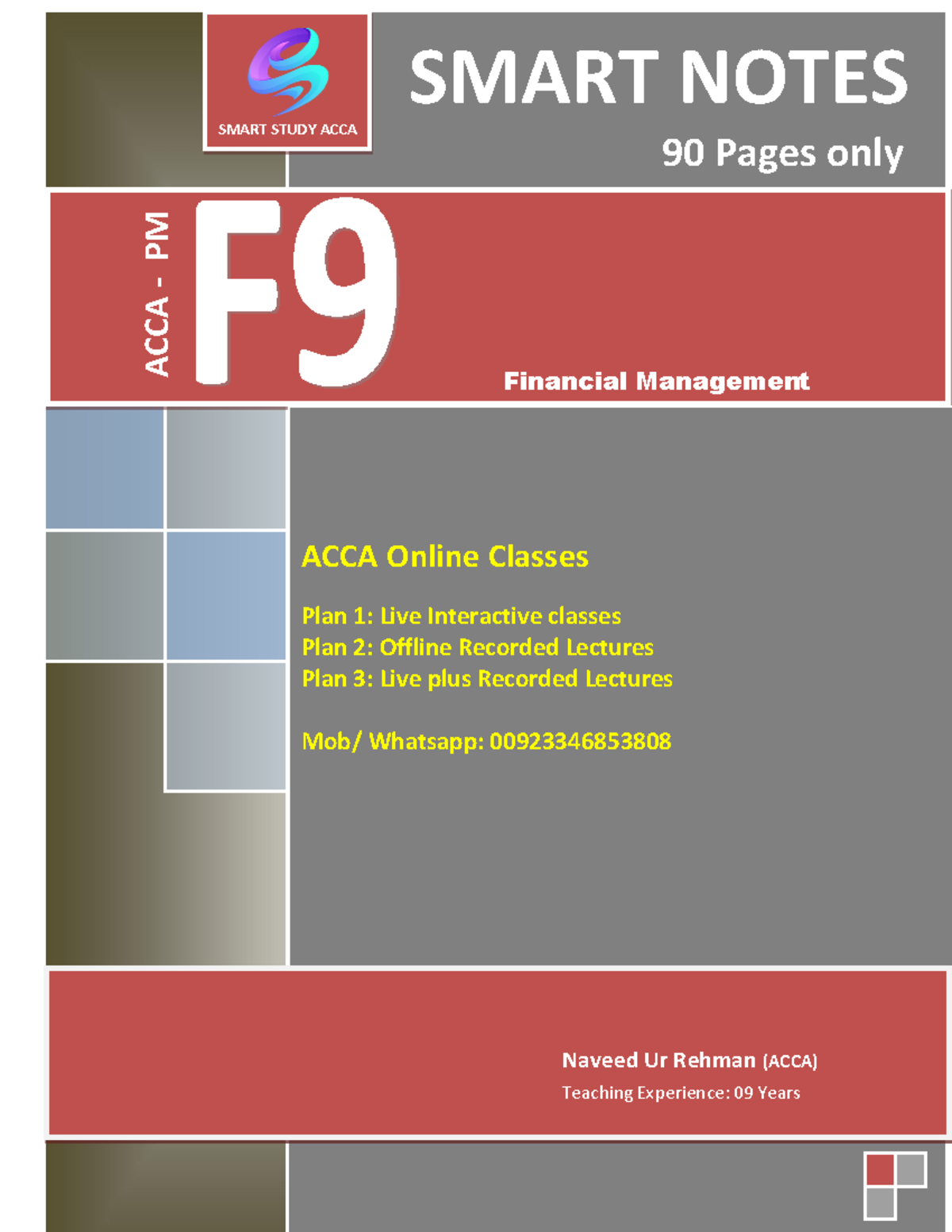 F9 Smart Notes - SMART STUDY ACCA ACCA P6 (ATX) 0 Aziz Ur Rehman For ...