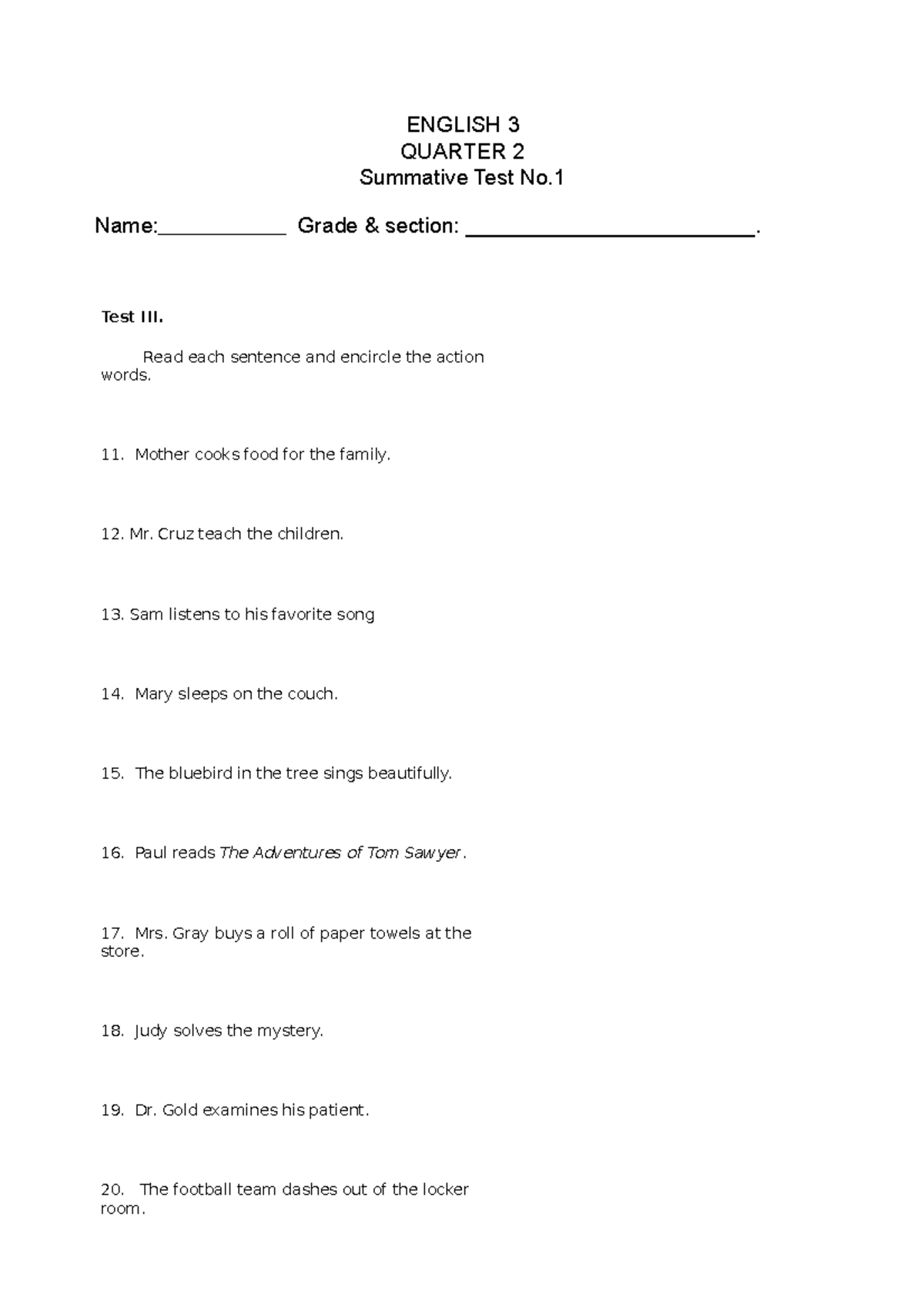 English 3 - simple lesson for beginner reader. - ENGLISH 3 QUARTER 2 ...