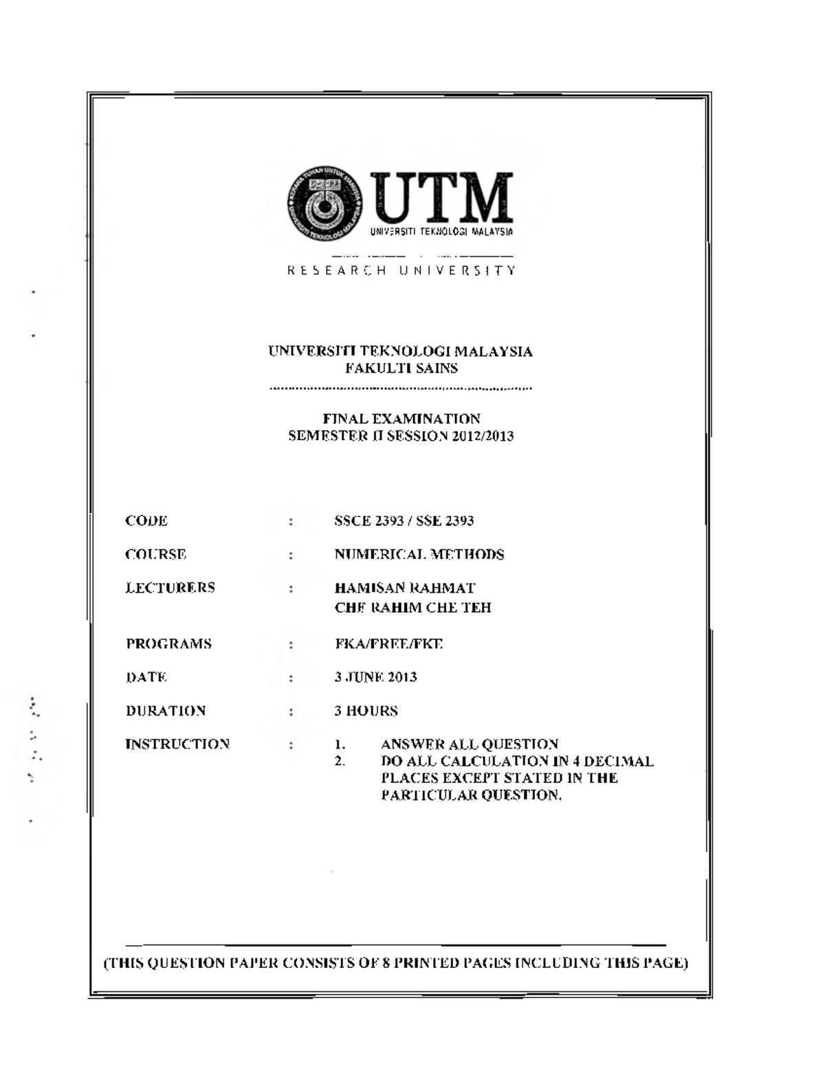 SSCE2393 2012-2013 - Finals from 2013-2015 - "#$ %&’$ $ %(# ) *$ +)+,’$+ - Studocu