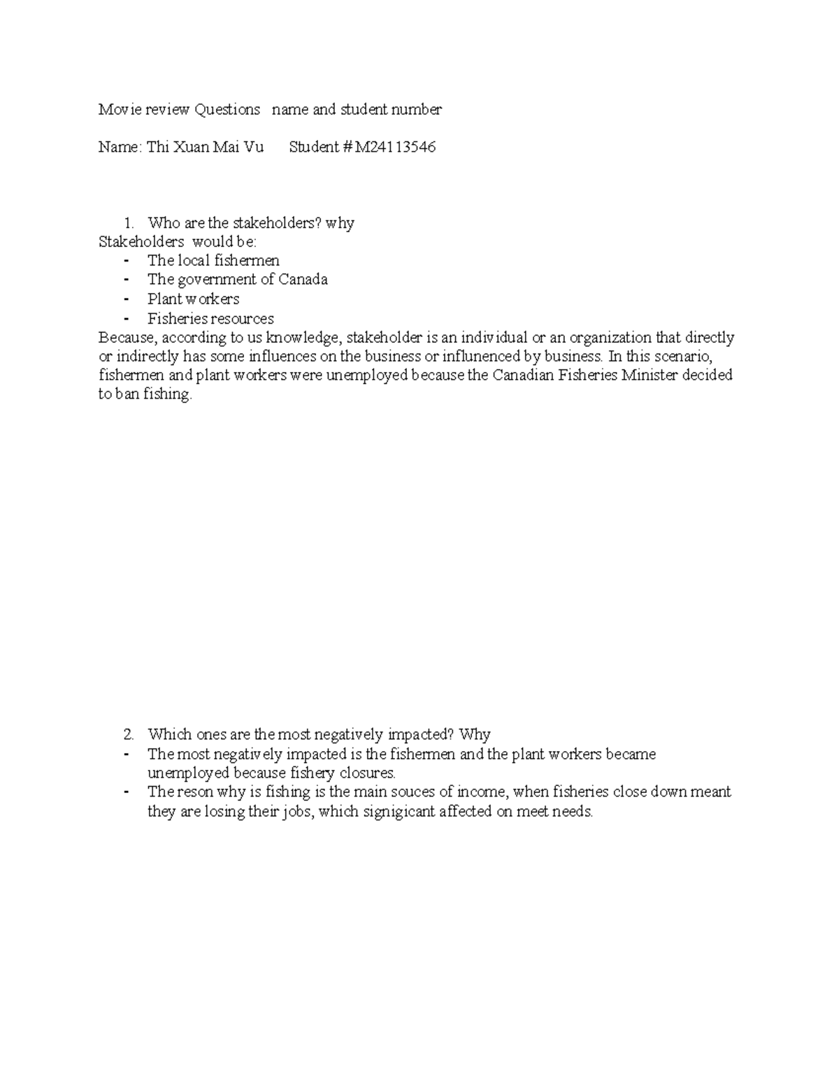 Movie Review taking stock class discussion questions - Movie review ...