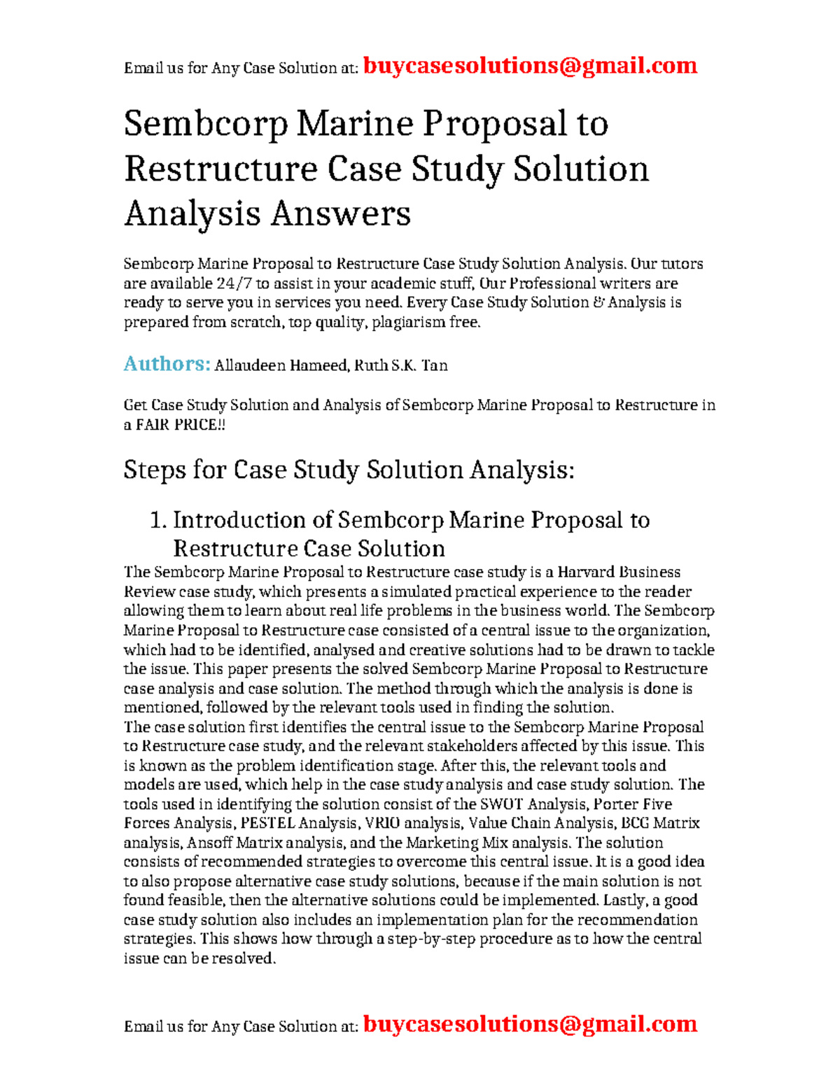 Case Solution Sembcorp Marine Proposal to Restructure - Sembcorp Marine ...