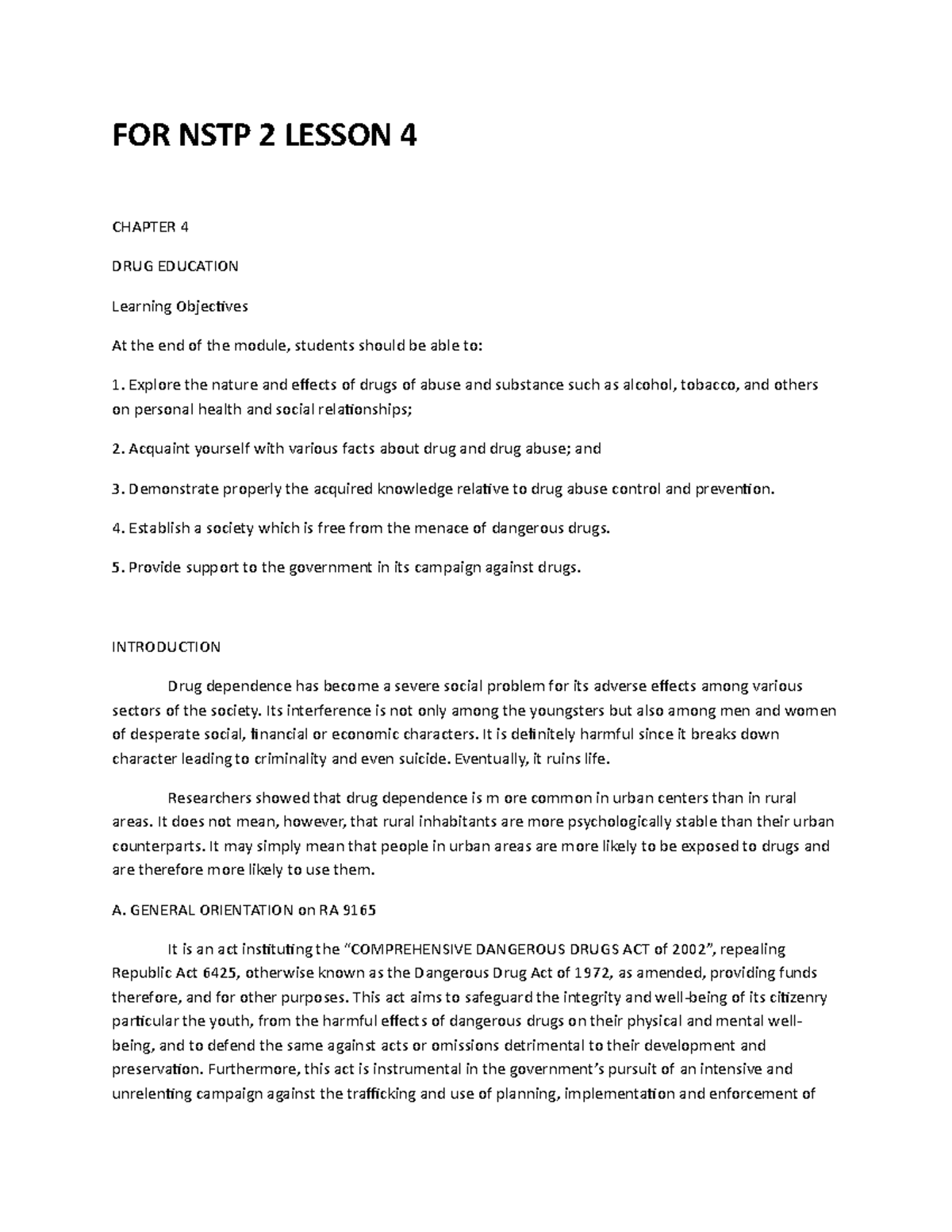 Lesson-4 - Lecture notes 4 - National Service Training Program 2 ...