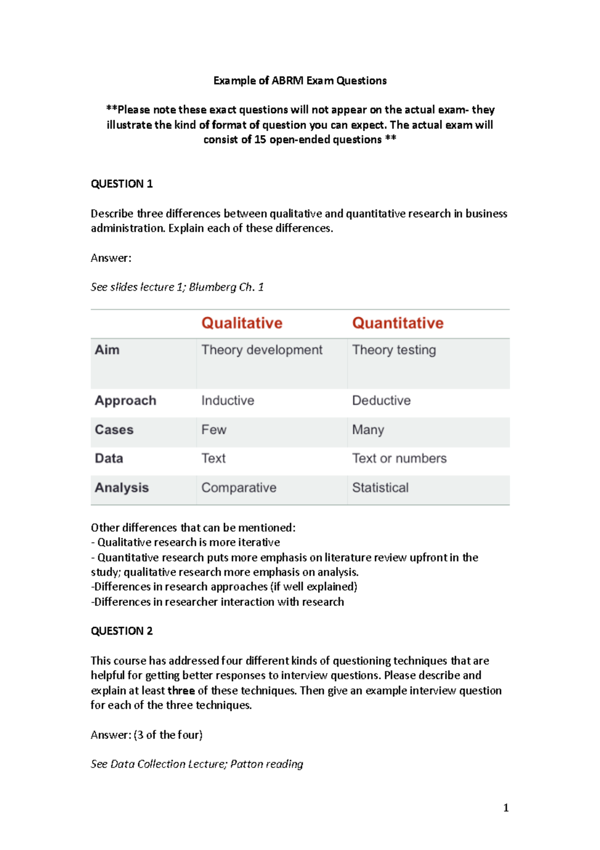 Sample/practice exam 18 October 2015, questions and answers - Example ...