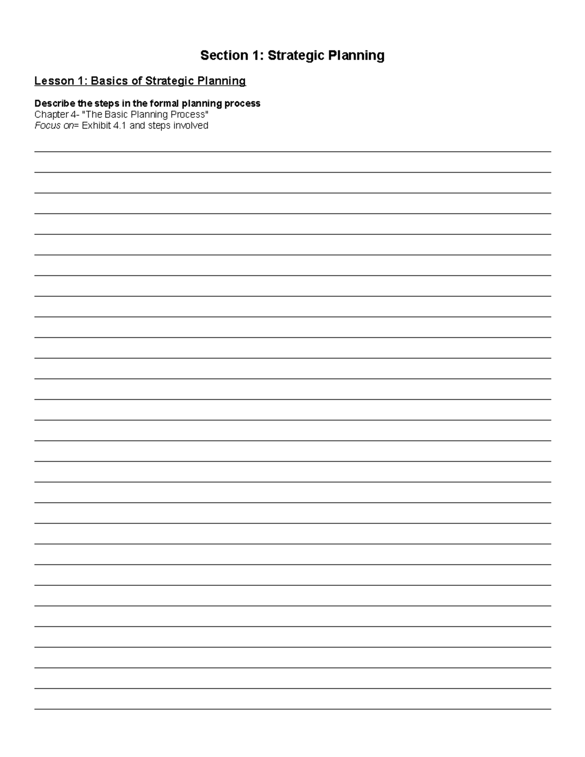 C483 Study Guide - Section 1: Strategic Planning Lesson 1: Basics of ...