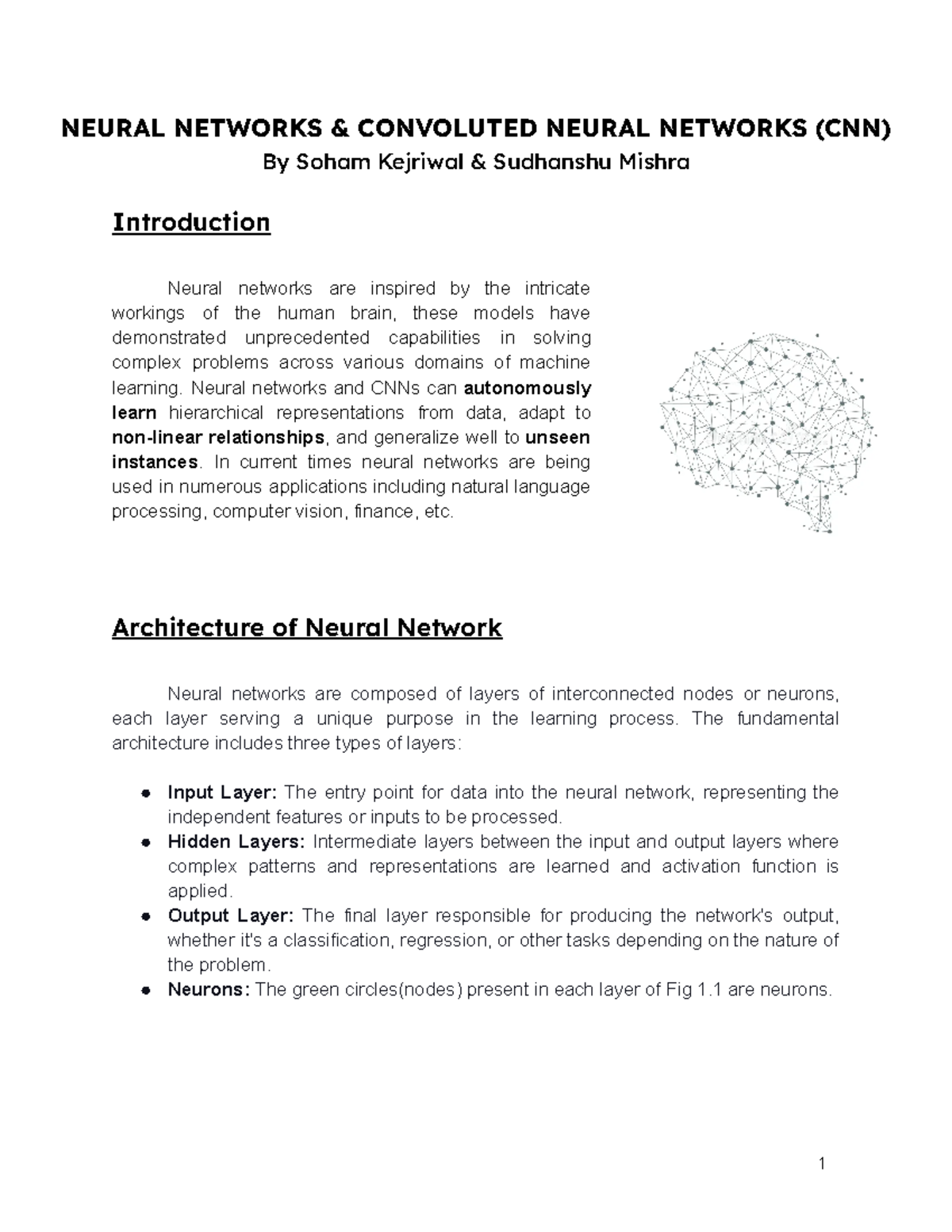 Neural Networks & Convoluted Neural Networks (CNN) - NEURAL NETWORKS ...