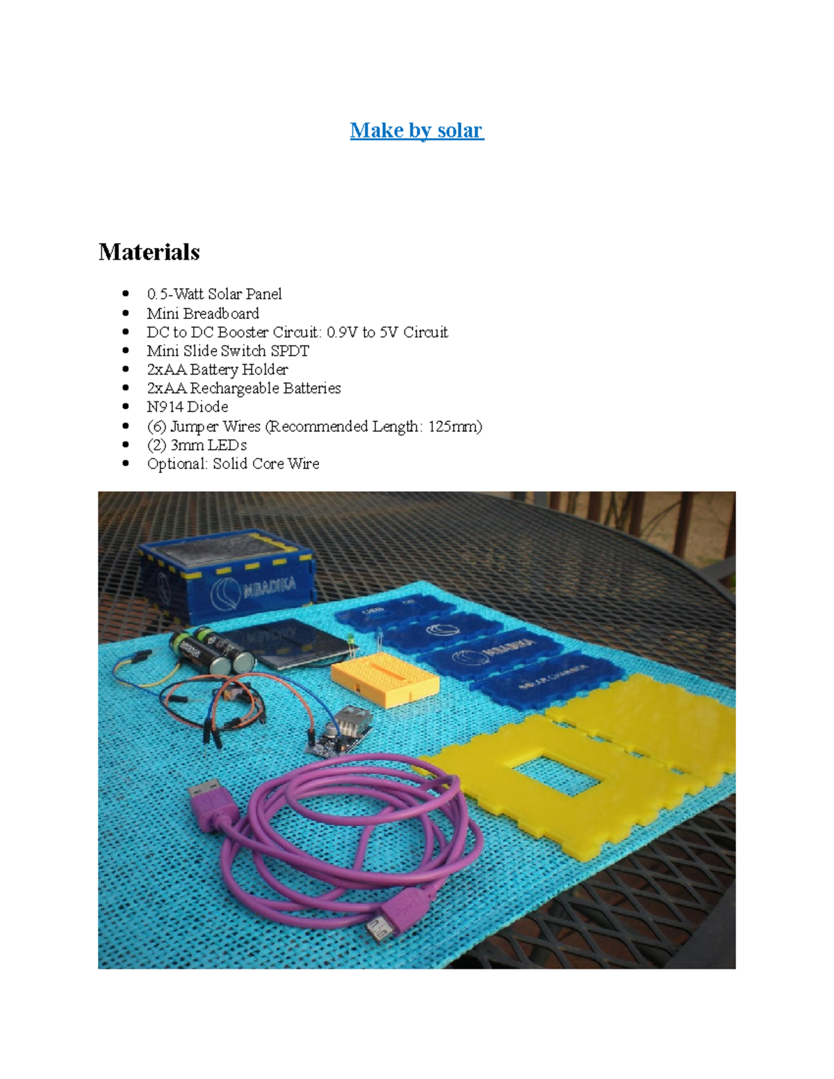 Make by solar - This my research - Make by solar Materials 0-Watt Solar ...