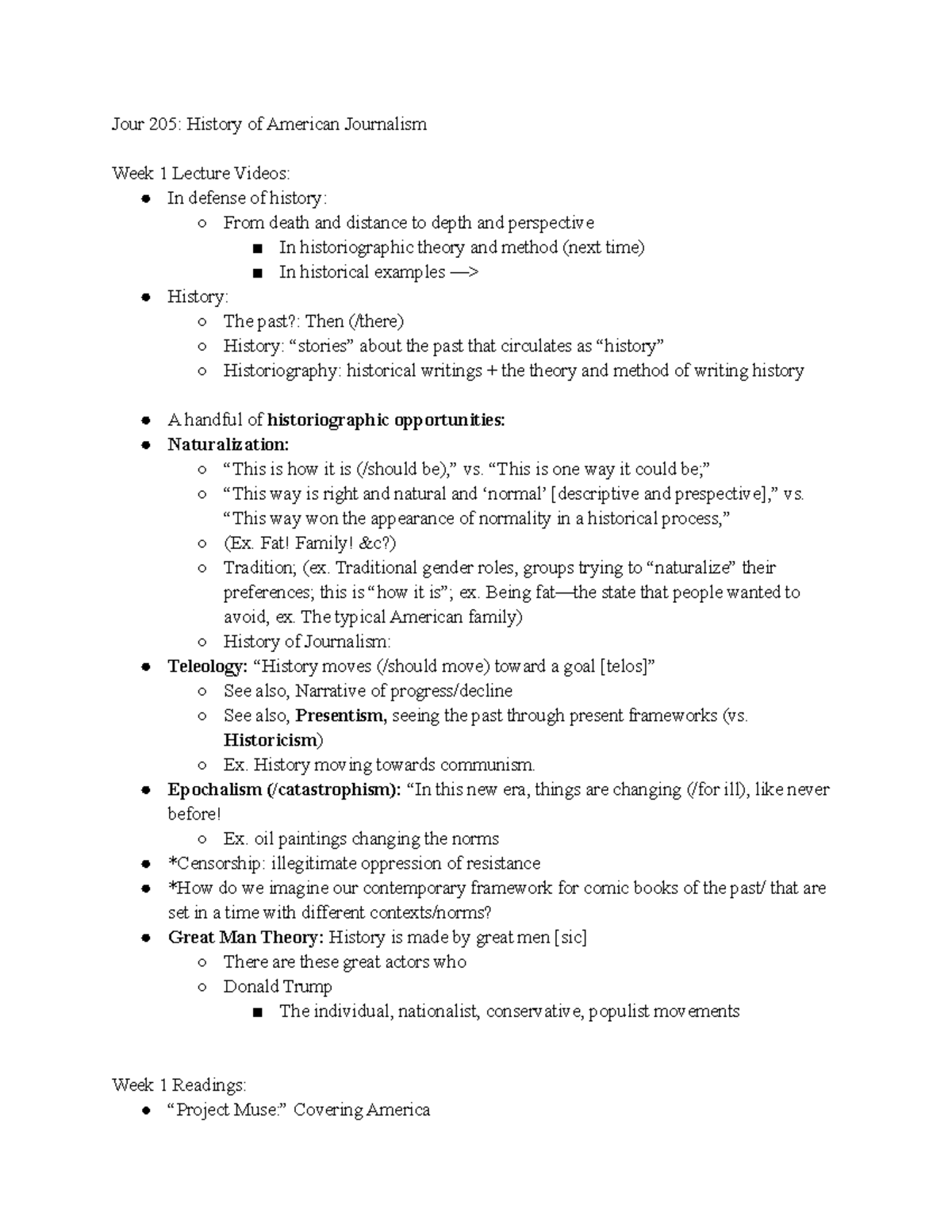 Journalism 205 History of American Journalism - Jour 205: History of ...