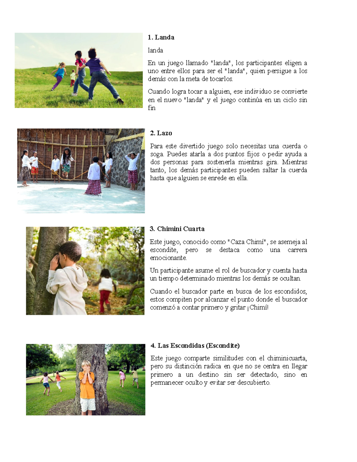 Juegos tradicionales - Landa landa En un juego llamado "landa", los ...