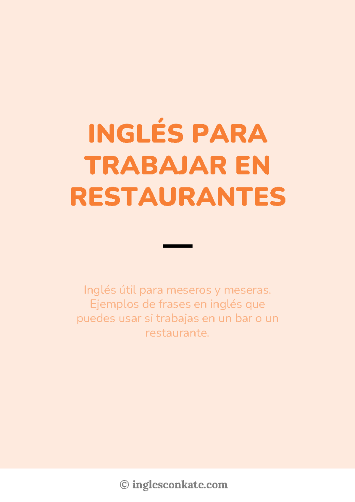 Ingles para trabajar en restaurantes - INGLÉS PARA TRABAJAR EN ...
