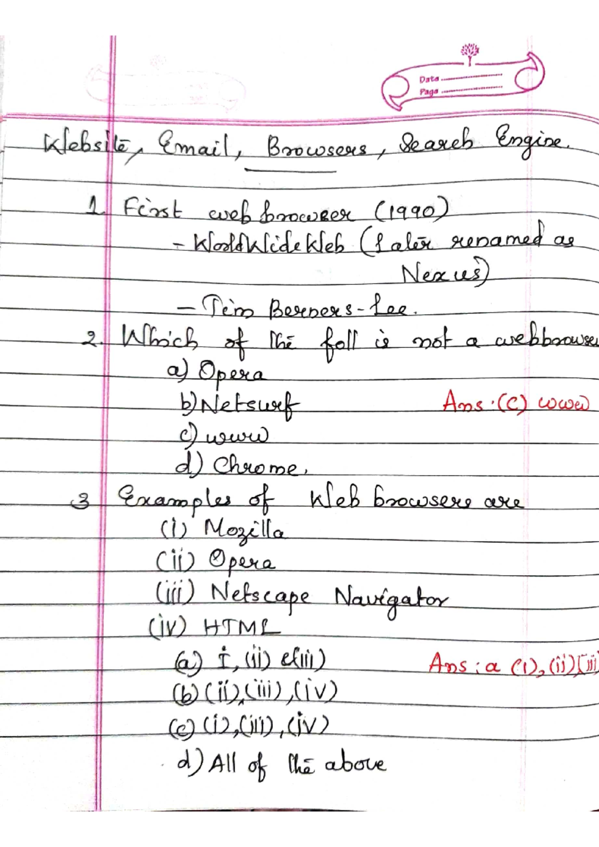 Browser, website, email, search engine mcqs - Computer Applications ...