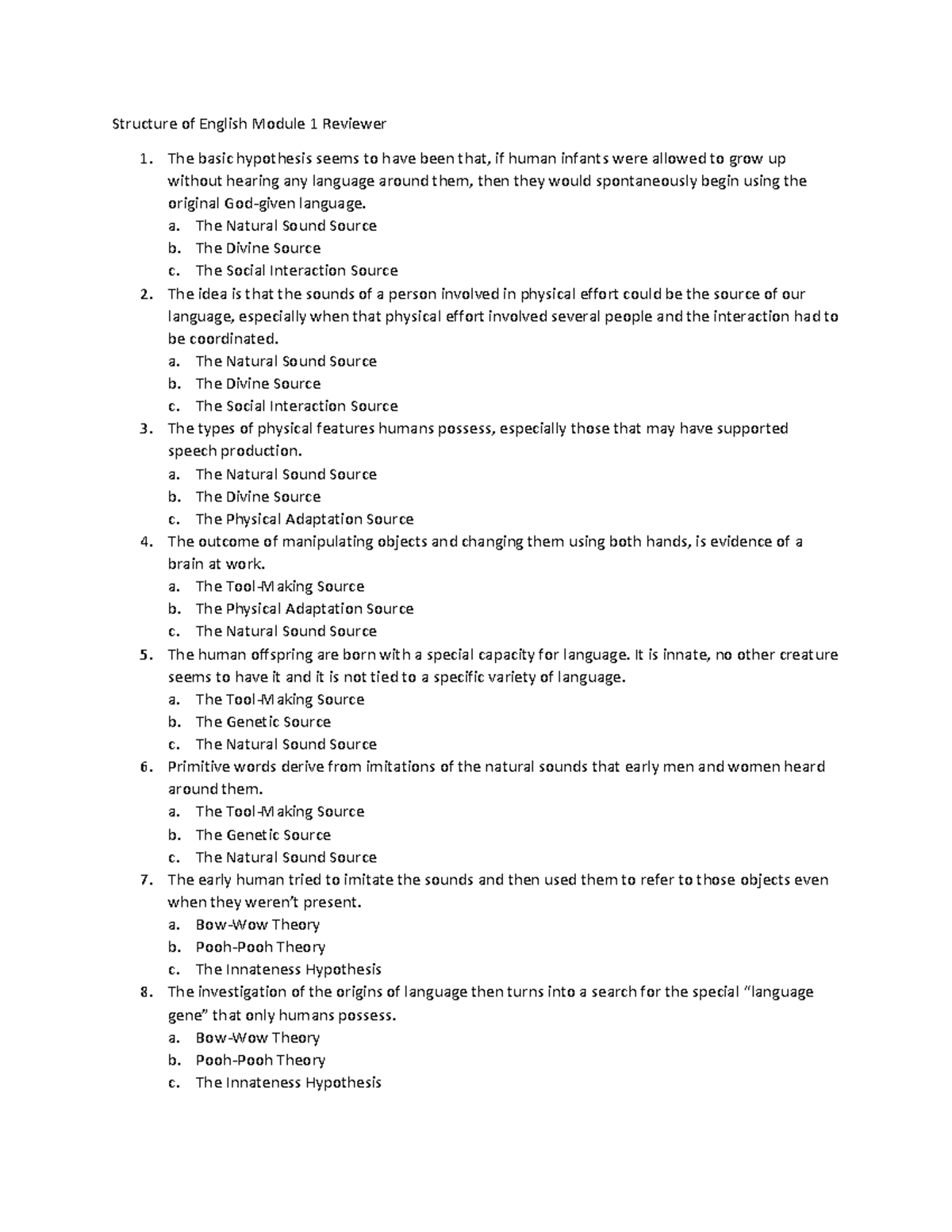 Structure of English Module 1 Reviewer - Structure of English Module 1 ...