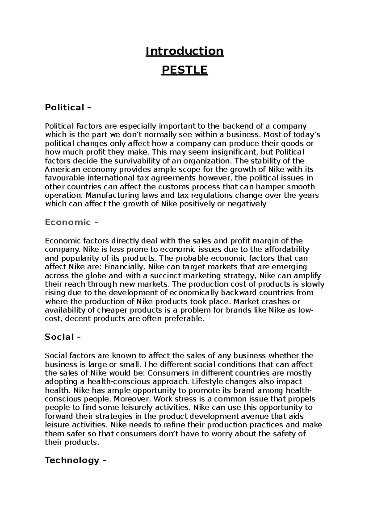 Pestle unit 5 - cccc - Introduction PESTLE Political – Political ...