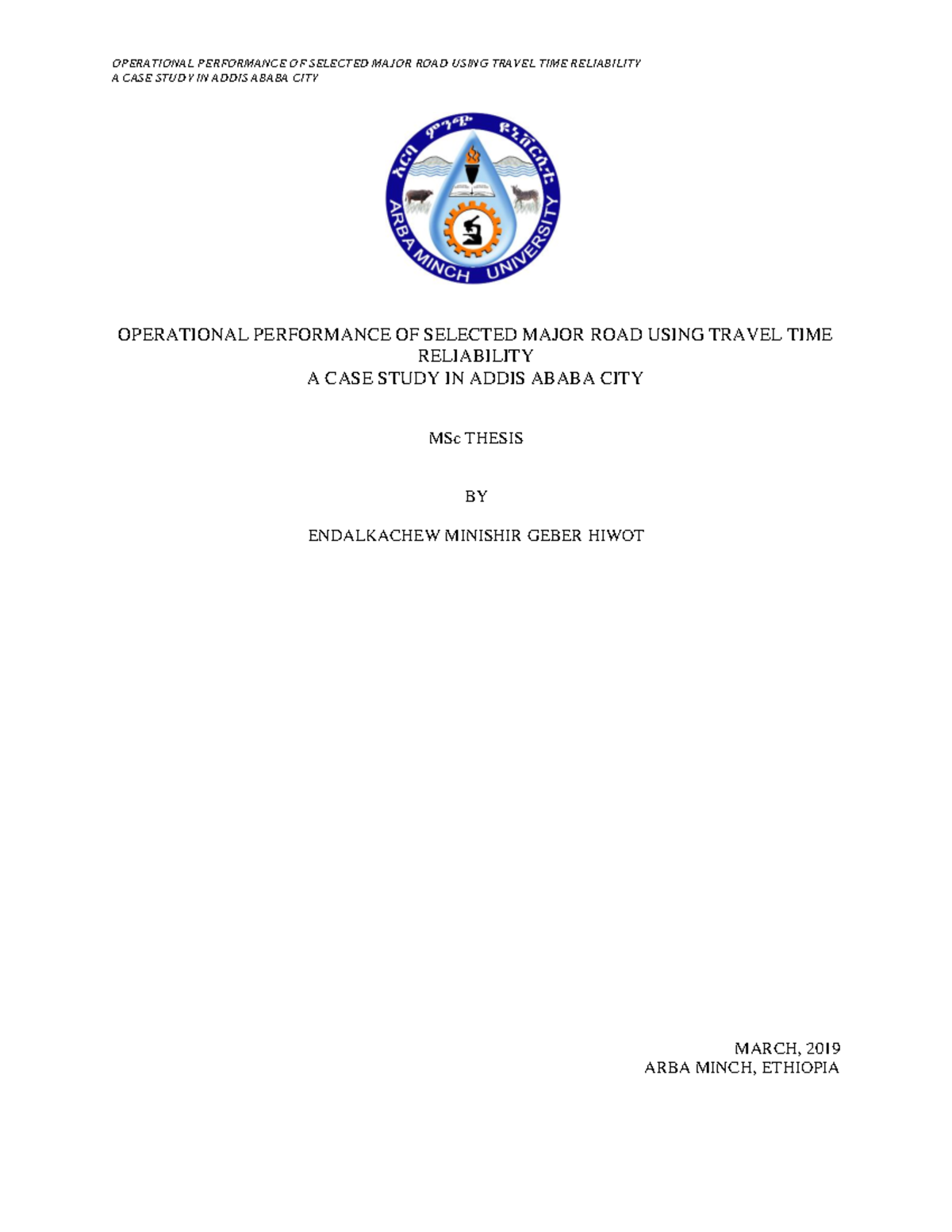 Approval Sheet and cover page - OPERATIONAL PERFORMANCE OF SELECTED ...