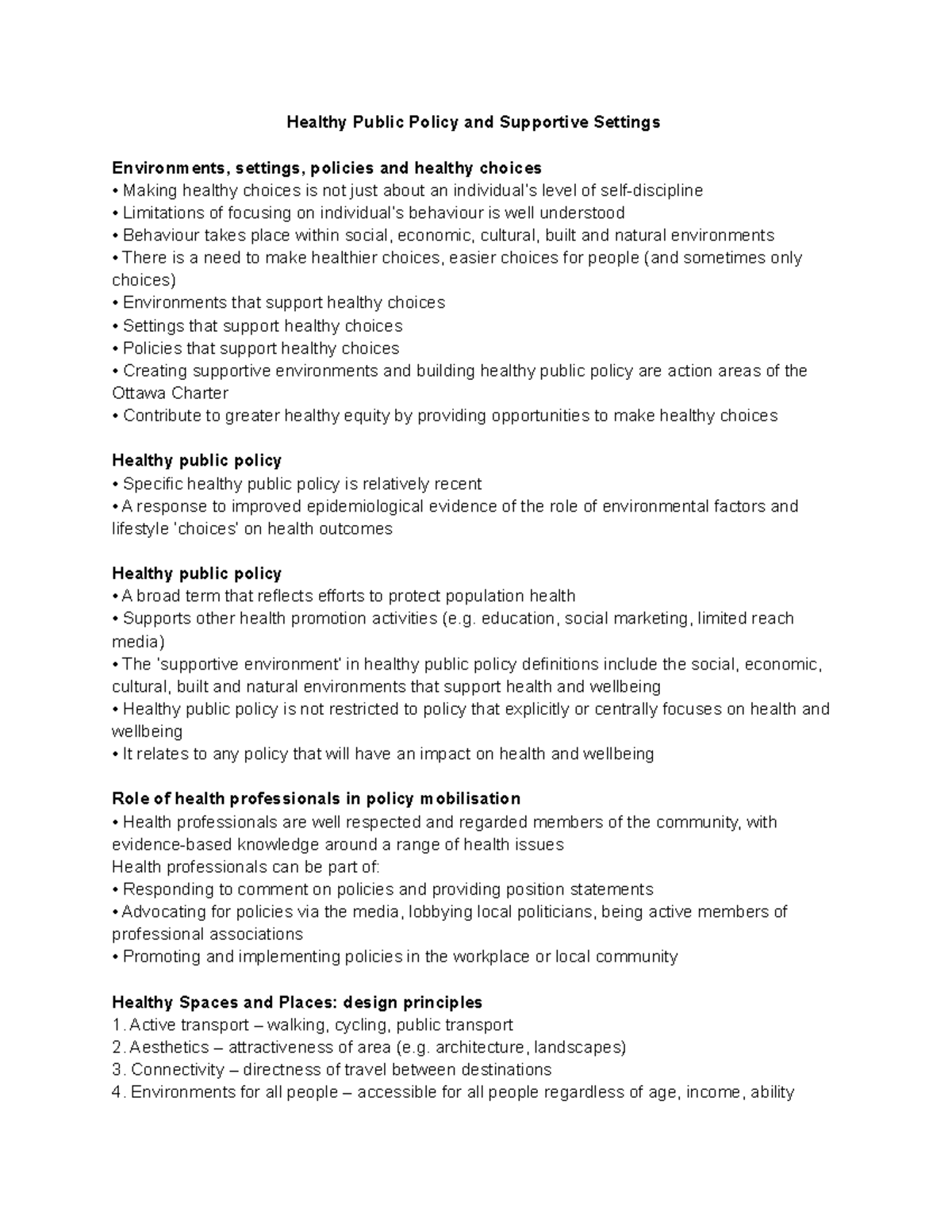 Healthy Public Policy and Supportive Settings - Healthy Public Policy ...