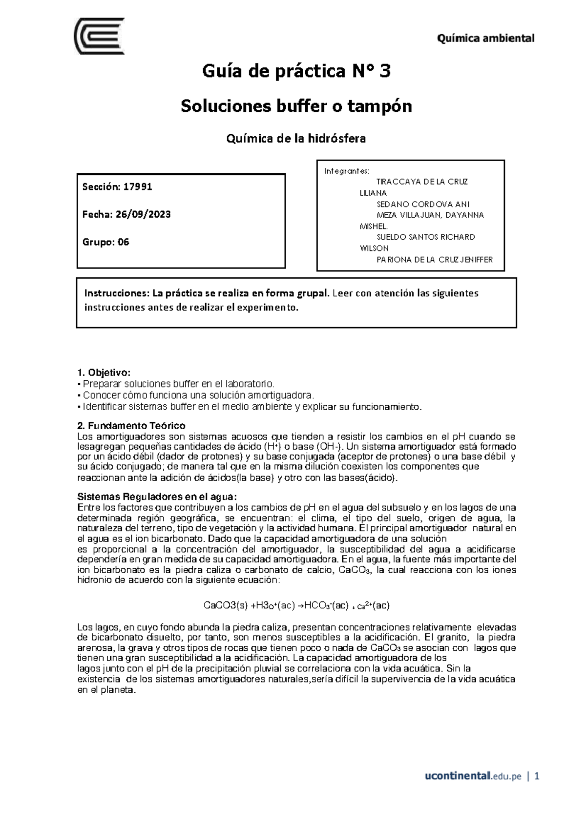Guia de la práctica 3 2023-2 solución buffer(6) - GuÌa de pr·ctica N∞ 3 Soluciones buffer o ...