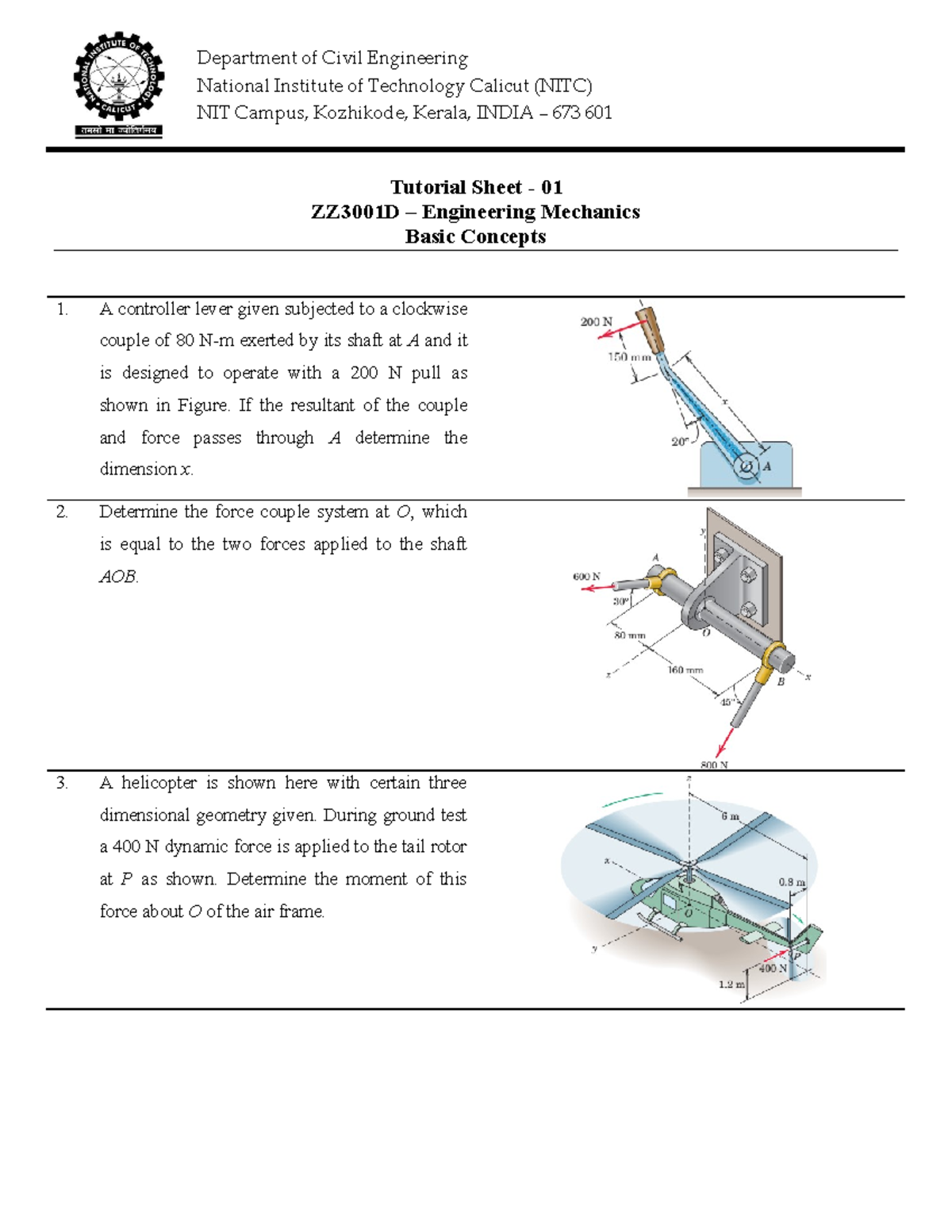 ZZ1001D EM M01 Tutorial 01 - Department of Civil Engineering National ...