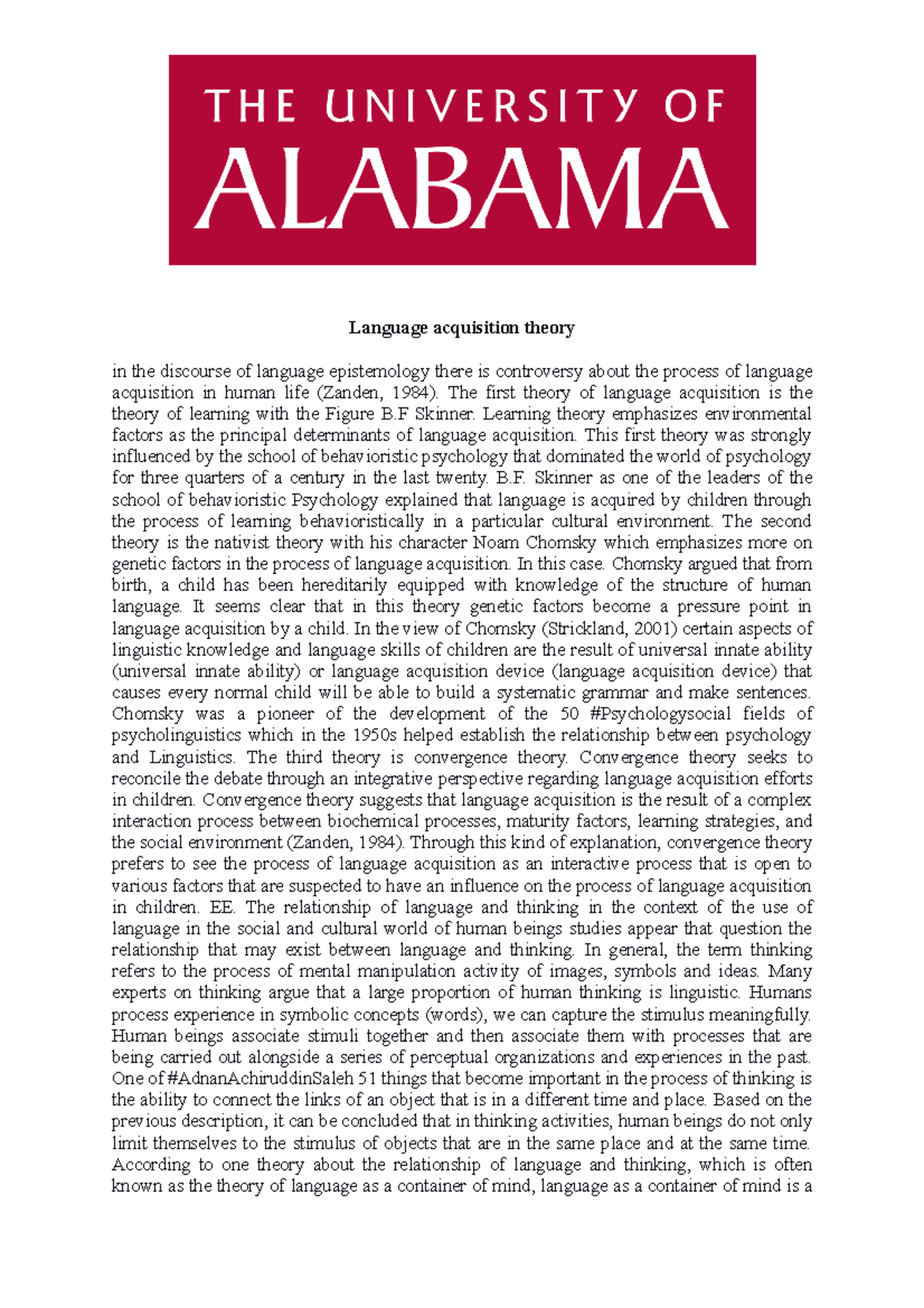 PY-372 "language acqustion theory" - Language acquisition theory in the ...