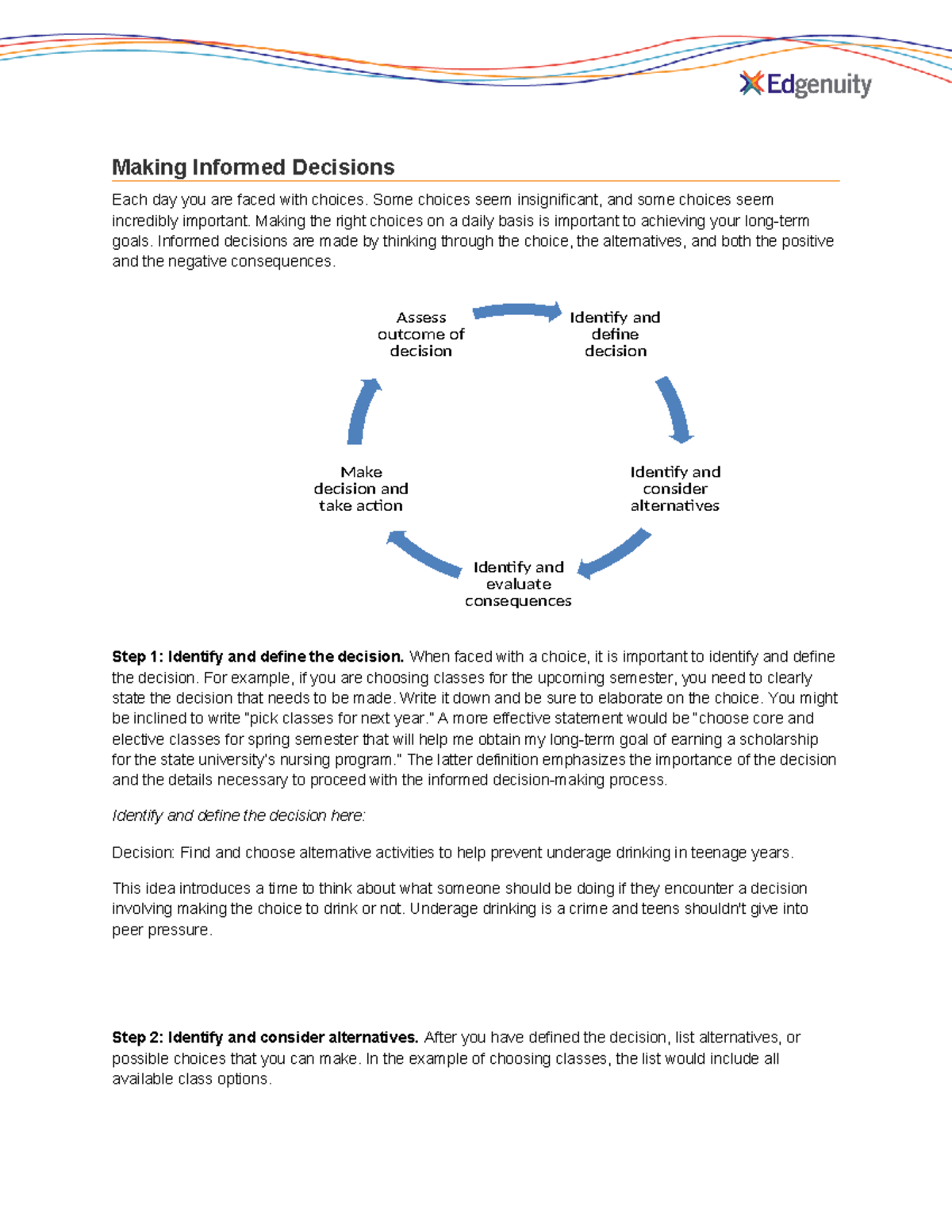 Decision Making Process Student - Making Informed Decisions Each day ...