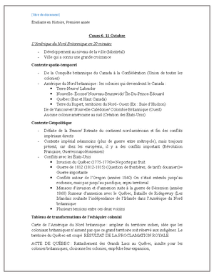 Introduction à l'histoire du Canada - Cours 2 - Cours 2 La Nouvelle ...