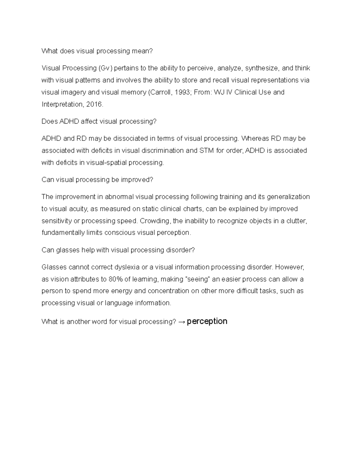 Visual processing notes 3 - What does visual processing mean? Visual ...