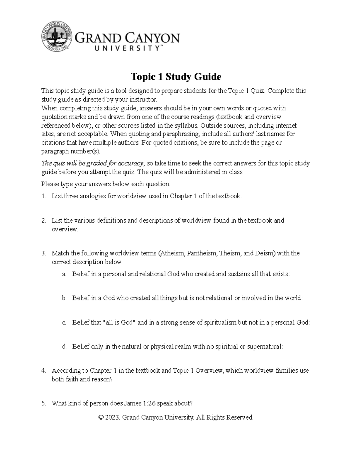 Studyguide 1 - Topic 1 Study Guide This topic study guide is a tool ...