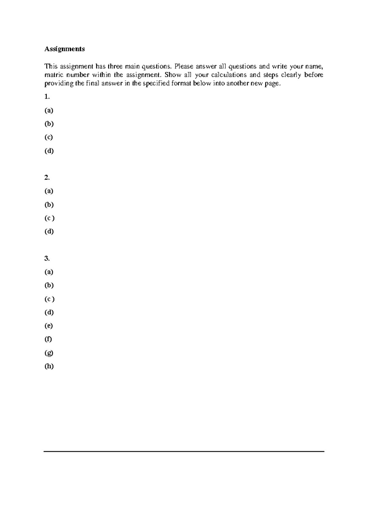 Assignmentsm ZCA 102 - Assigment ZCA 102 - Assignments This assignment has three main questions ...