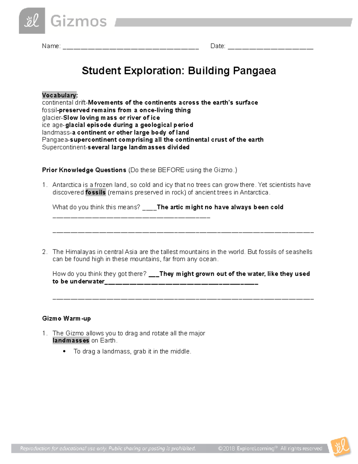Building Pangaea: Continental Drift and Fossil Evidence - Studocu
