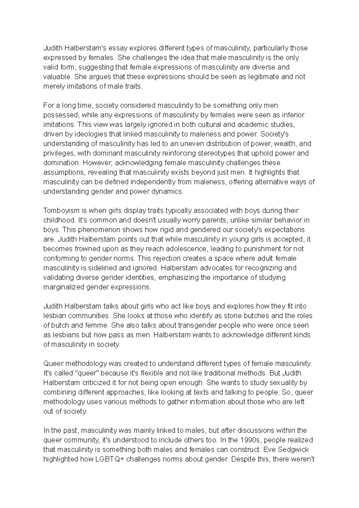 Female%20masculinity - Judith Halberstam's essay explores different ...