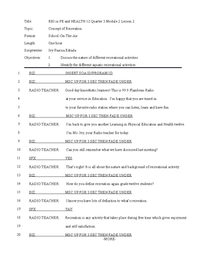 RBI Script 2nd Week CELE - Title: RBI in PE and HEALTH 12 2ndSem ...