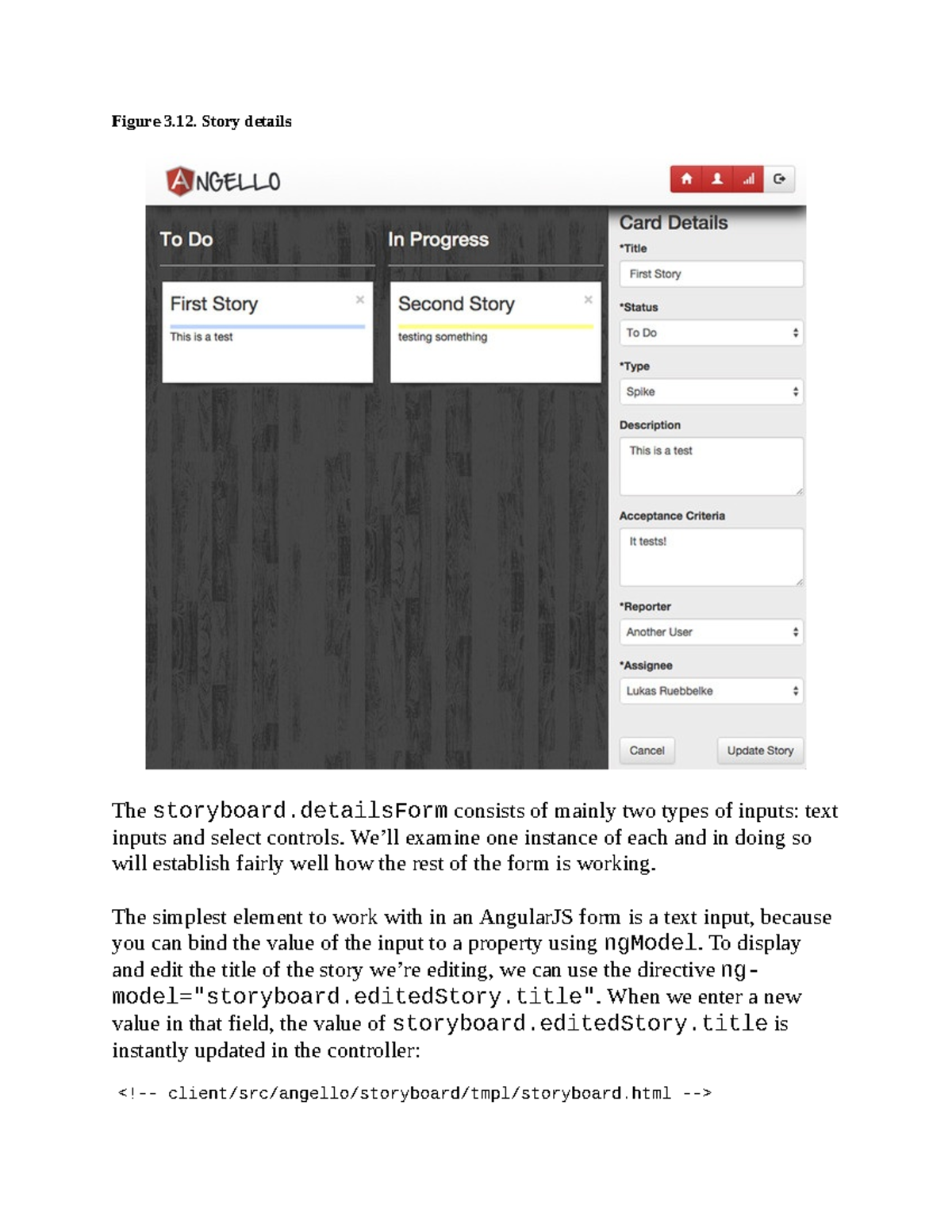 Web Devlopment In Angular Js In Action Figure 3 Story Details The Storyboard Consists Of 