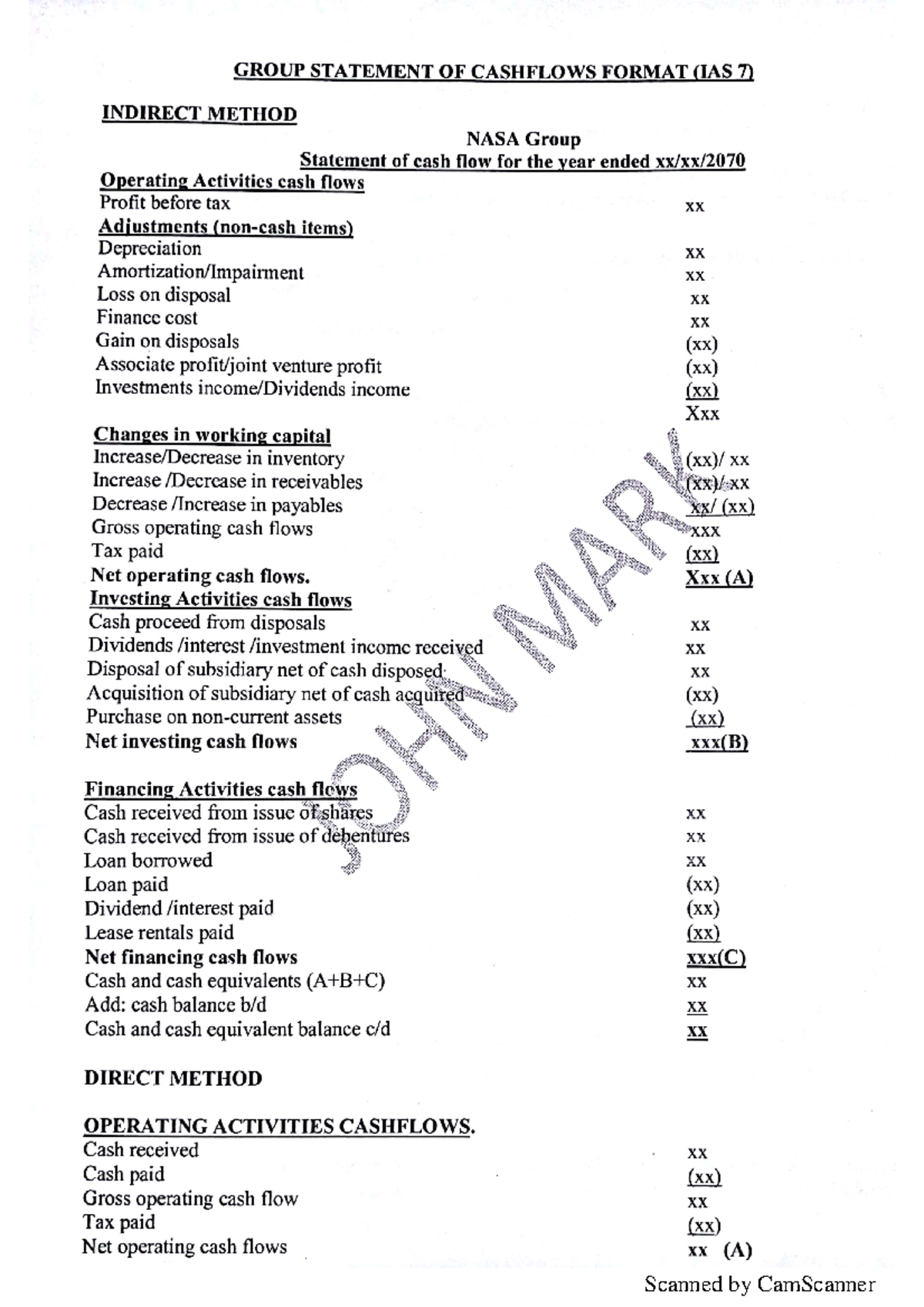 Cash flows AFR - Lecture notes - Financial accounting - Studocu