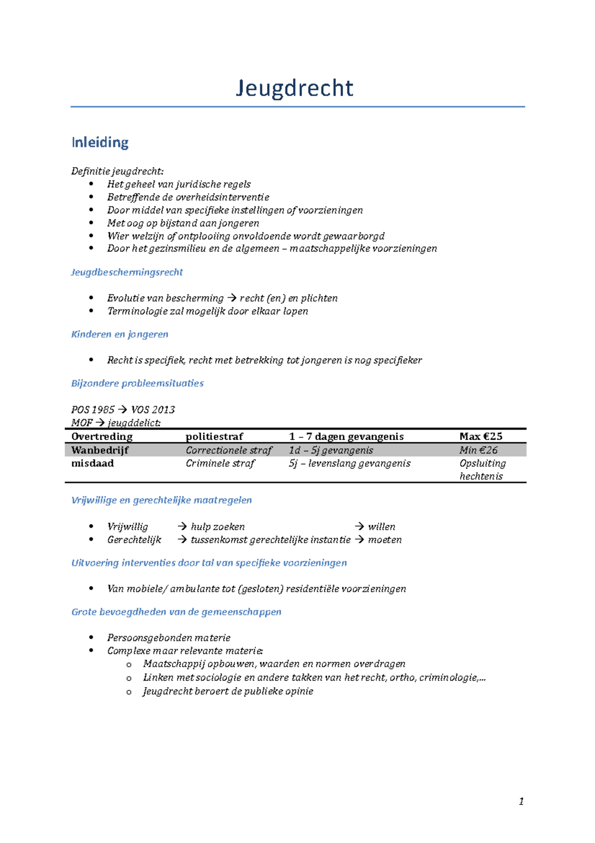 Jeugdrecht - Jeugdrecht Inleiding Definitie jeugdrecht: Het geheel van ...