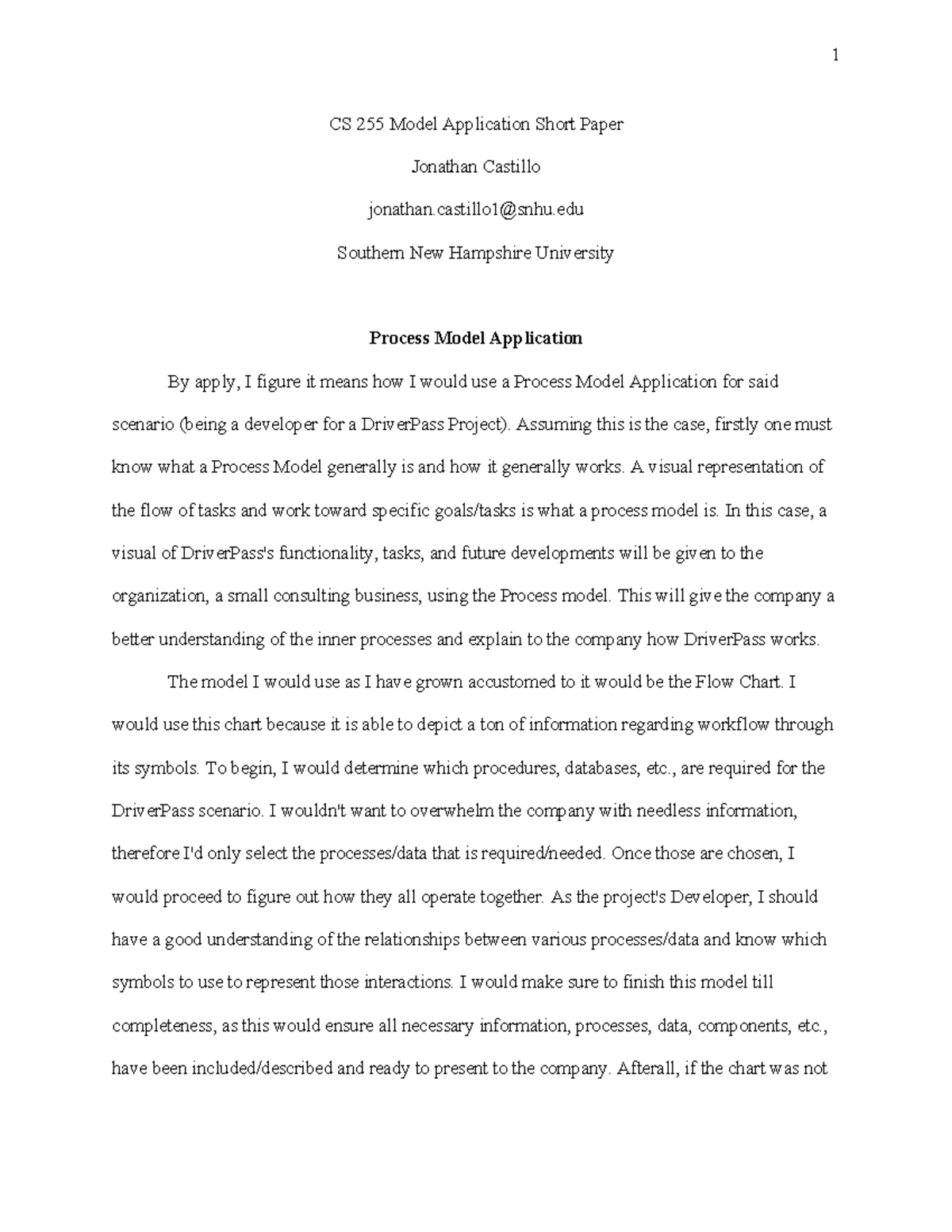 CS 255 Short Paper (1 of 2) - CS 255 Model Application Short Paper Jonathan Castillo jonathan ...