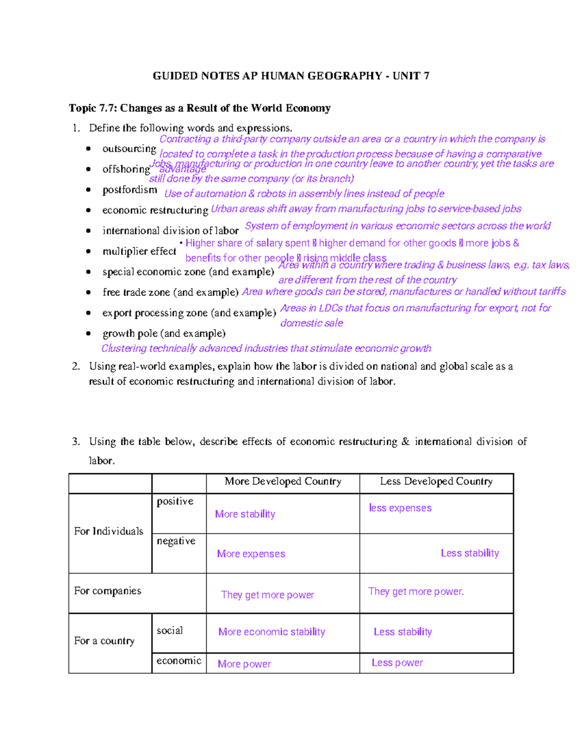 Kami Export - Topic 7.7 Changes as a Result of the World Economy ...