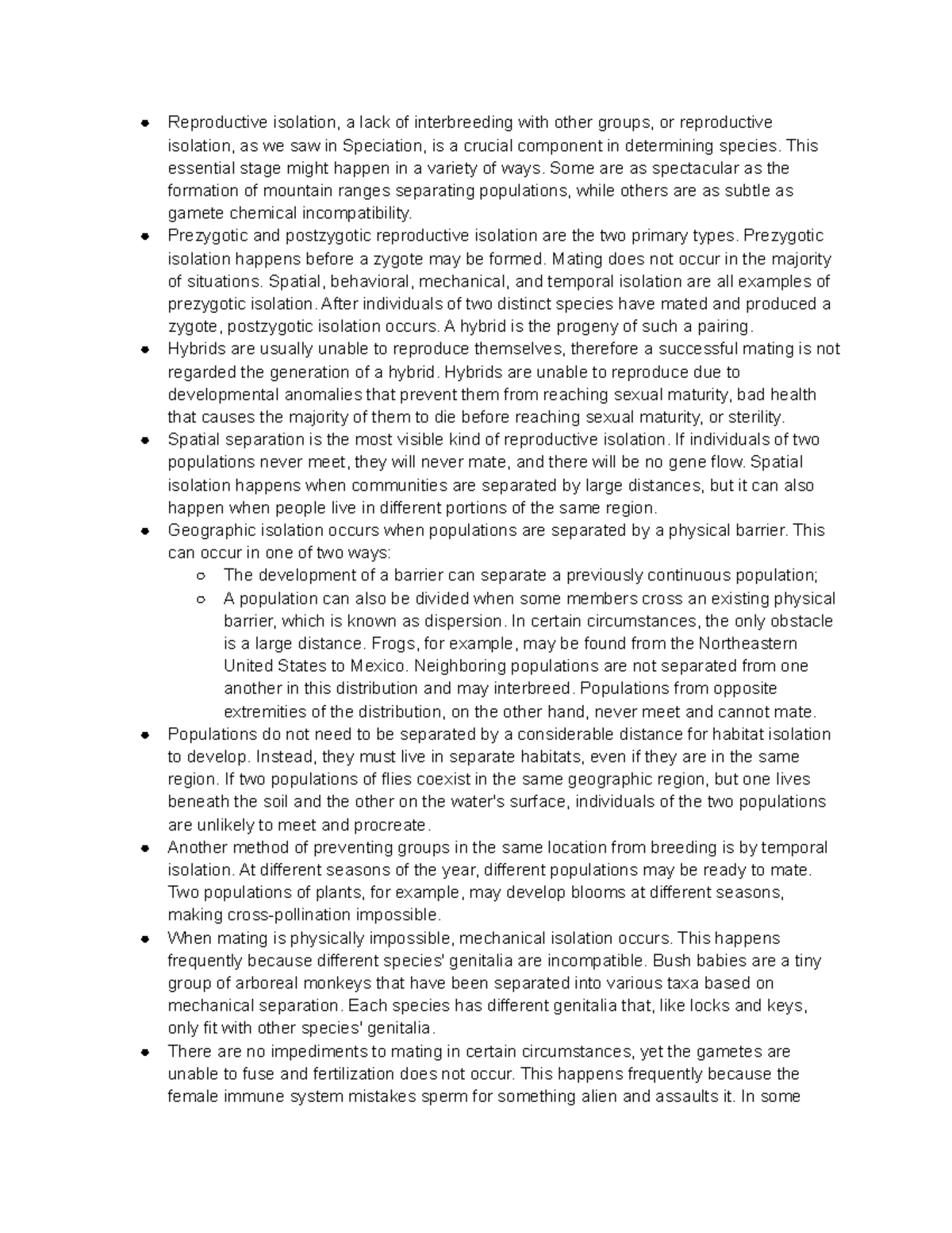 Reproductive Isolation - This essential stage might happen in a variety ...